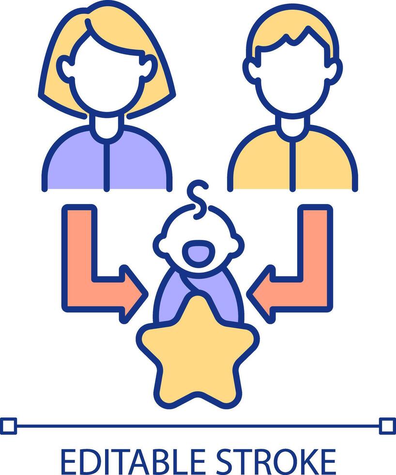 Nurturing future star RGB color icon. Child rearing. Family bond ... Nurturing future star RGB color icon. Child rearing. Family bond ...