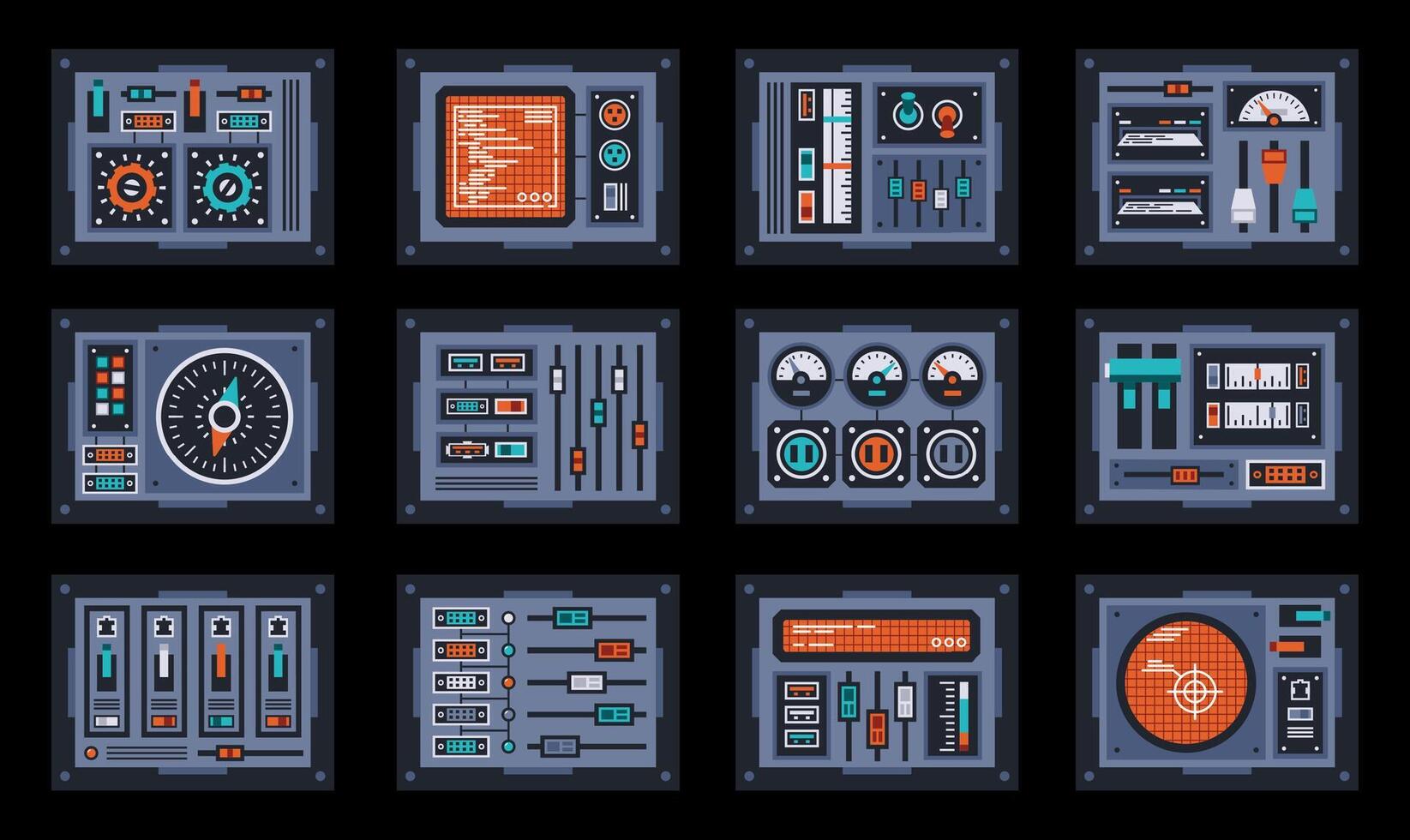Set of control panel elements for the spaceship 44575429 Vector Art at ...