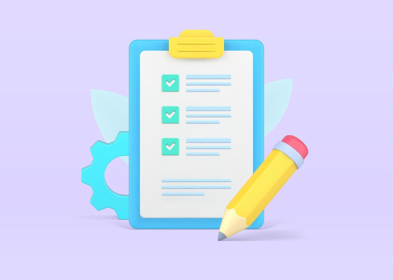 Checklist on volumetric clipboard paper. Text document with completed tasks marked with ...