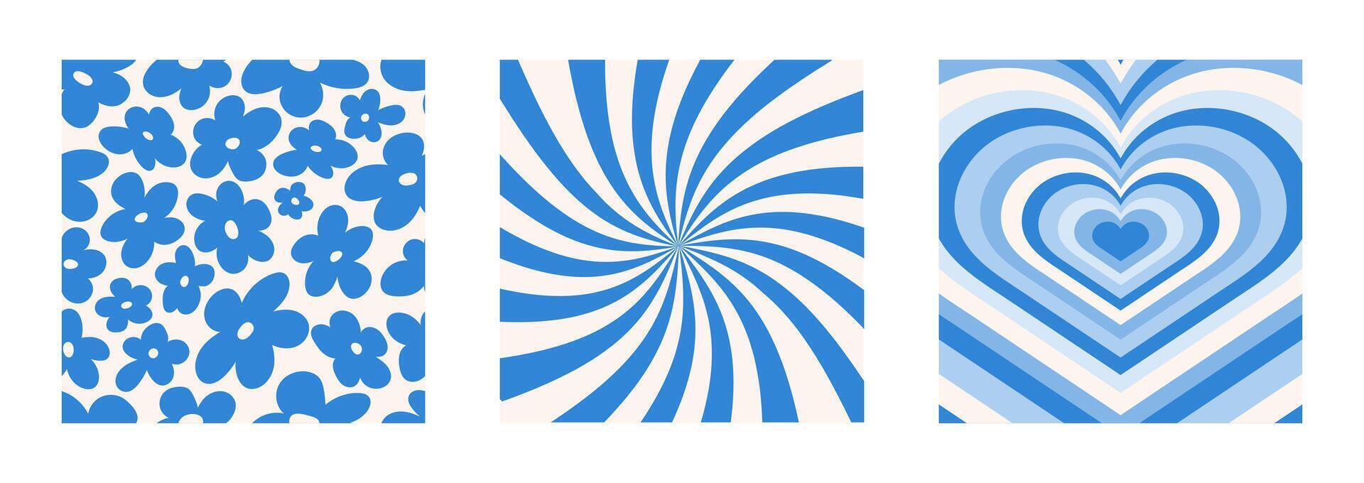 Y2k backgrounds are blue. Flowers, heart, swirls, swirling pattern. Twisted and distorted ...