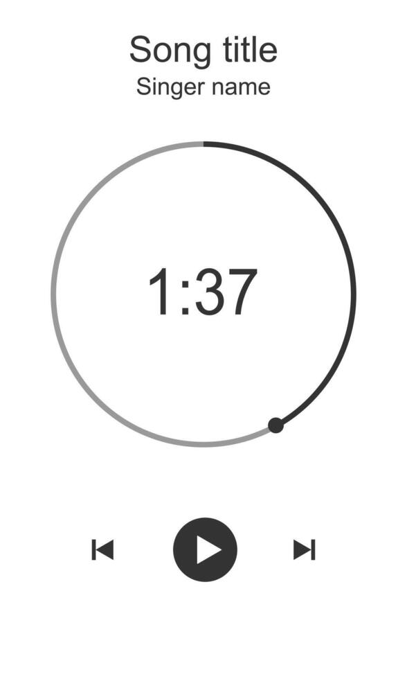 Audioplayer interface with round loading bar, timer, rewind, play and fast forward buttons ...