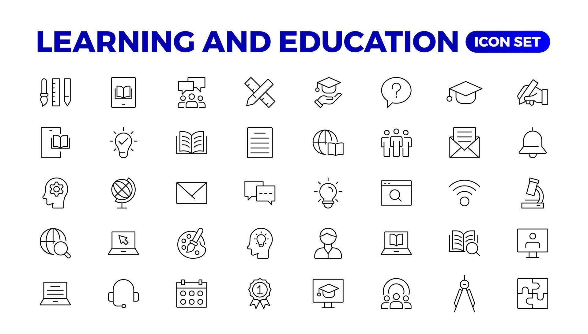 Education Learning thin line set. Back to school icon set with ...