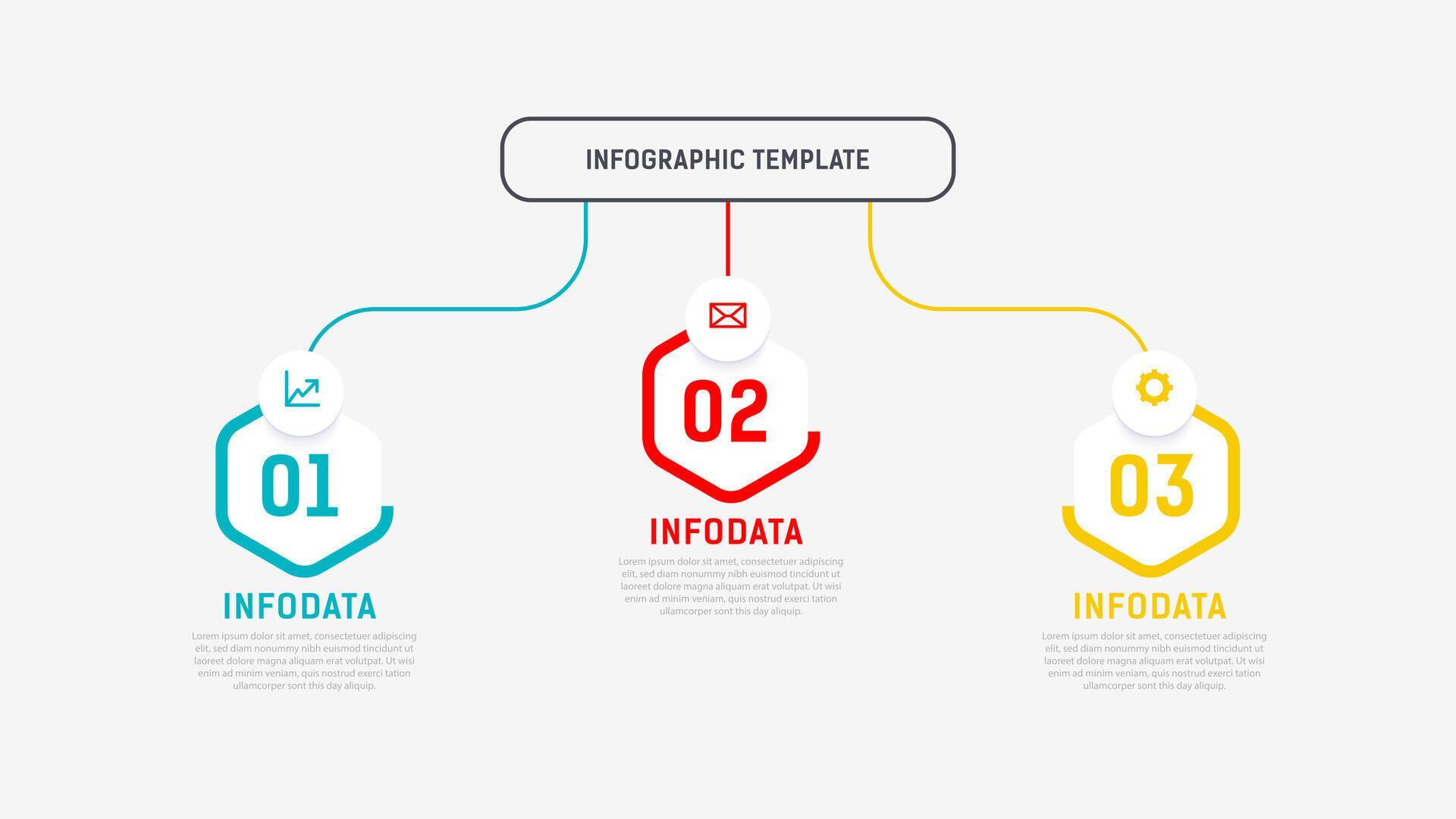 Three Step Infographic label design template with line icons. process ...