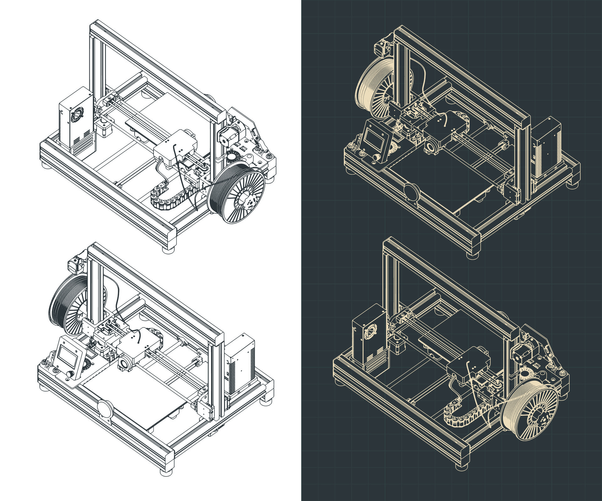 3D printer isometric blueprints 44594820 Vector Art at Vecteezy 3D printer isometric blueprints 44594820 Vector Art at Vecteezy