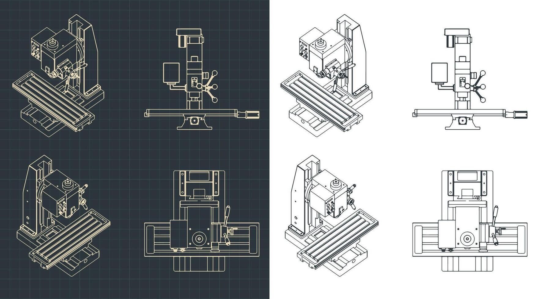 CNC milling and lathe machine drawings 44595028 Vector Art at Vecteezy