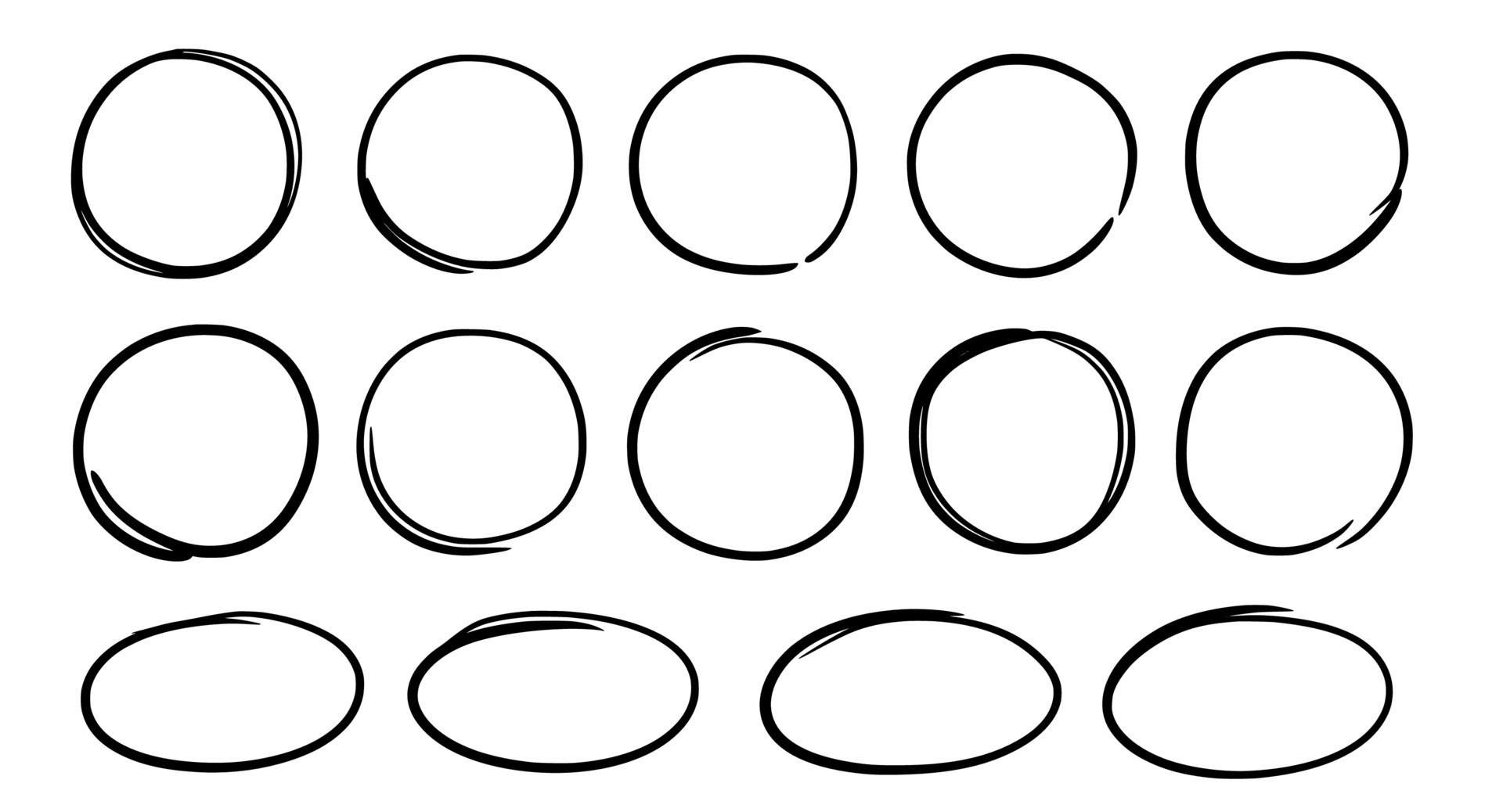 Hand drawn doodle oval set. Hand drawn marker, pen stroke line oval ...