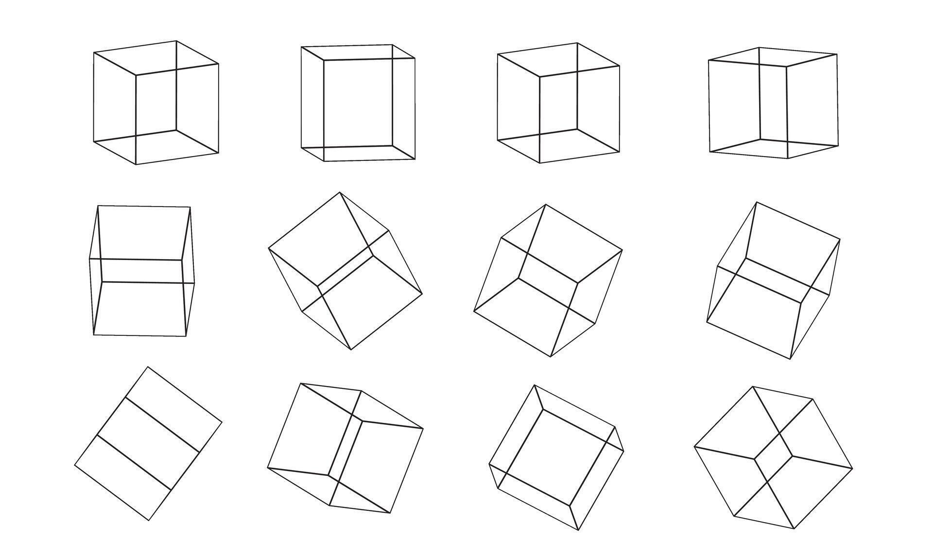Sets of Cube 3d image different perspective. Illustration 44595919 ...