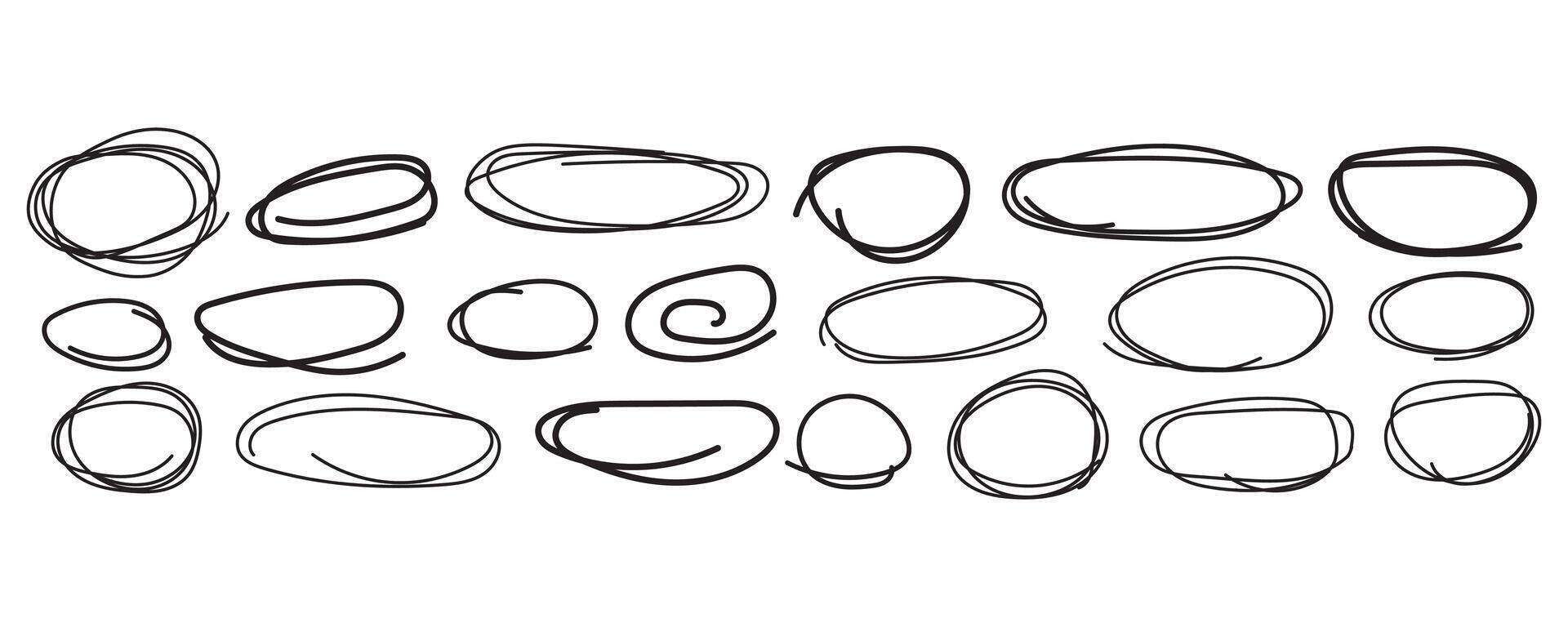 Set of hand drawn doodle ellipses. doodle frame, scribble ovals and ...
