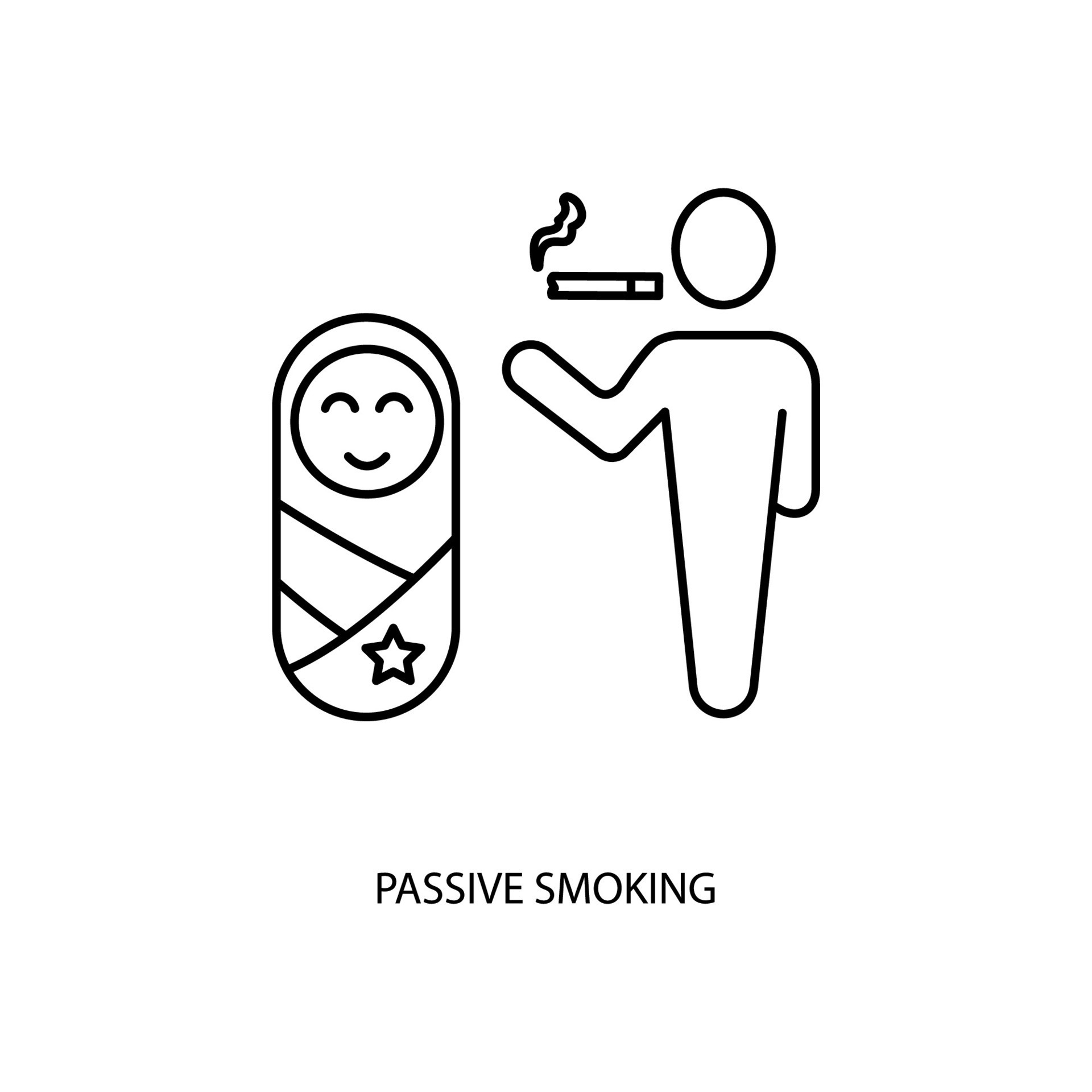 passive smoking concept line icon. Simple element illustration. passive smoking concept outline ...