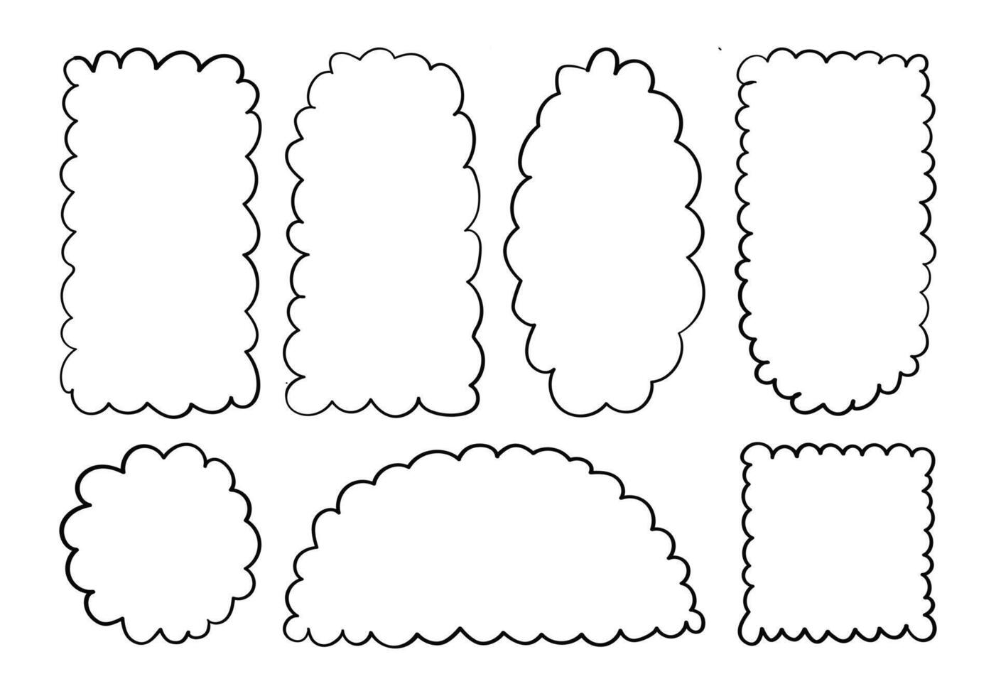 Doodle Wavy Frame for social media and posters. Hand drawn wave curved ...