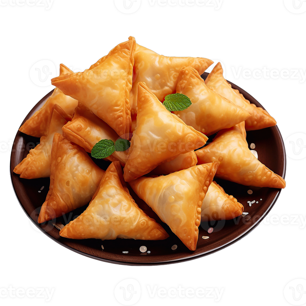 Samosa in plate isolated on transparent background 44607527 PNG