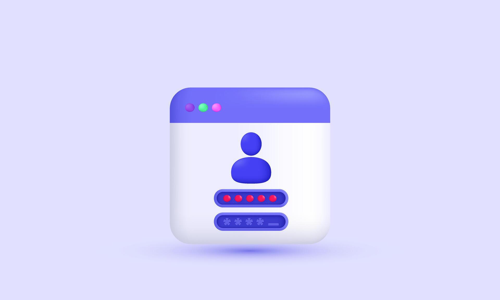 3d realistic icon user login form page browser design 44611520 Vector ...