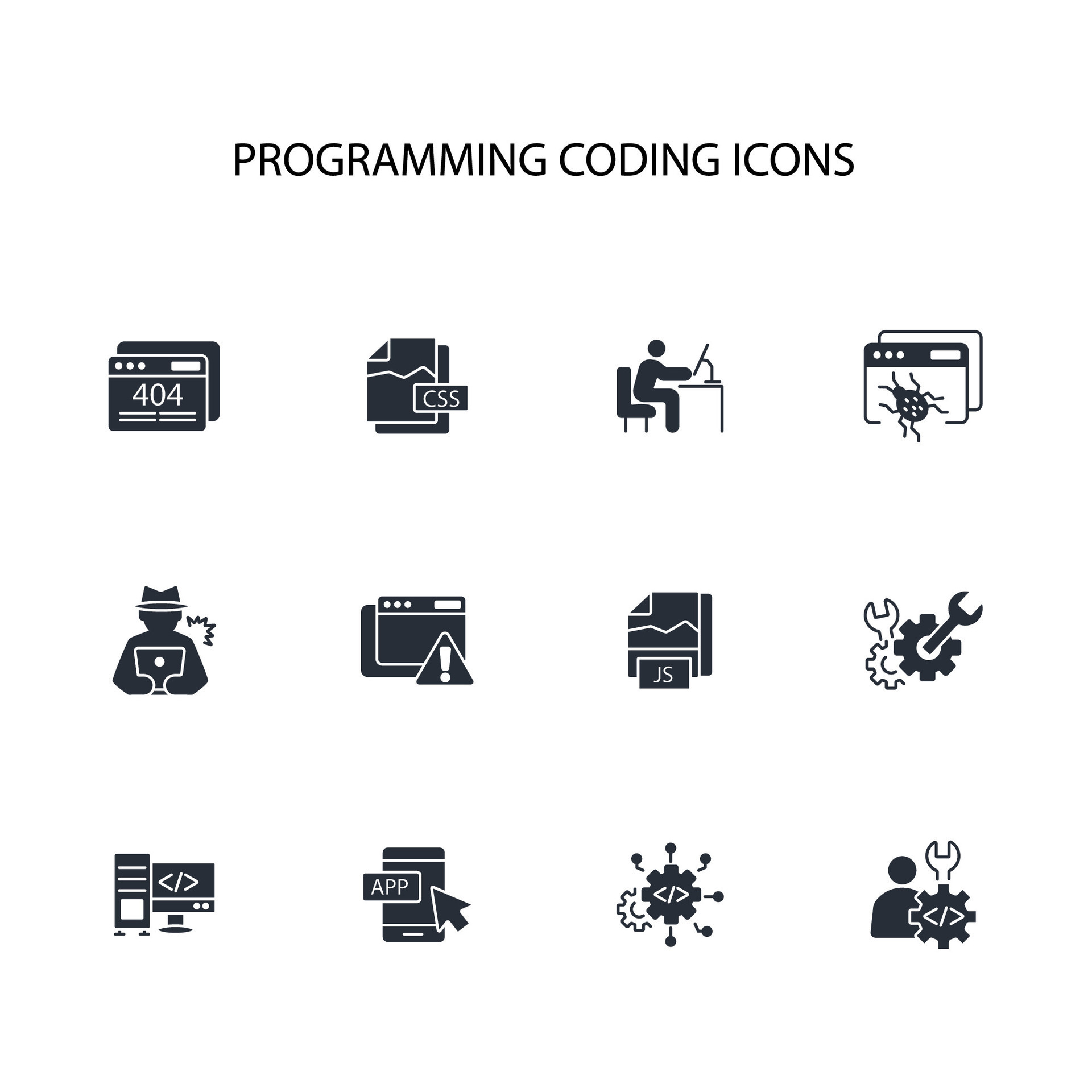 programación codificación icono establecer...editable trazo.lineal ...