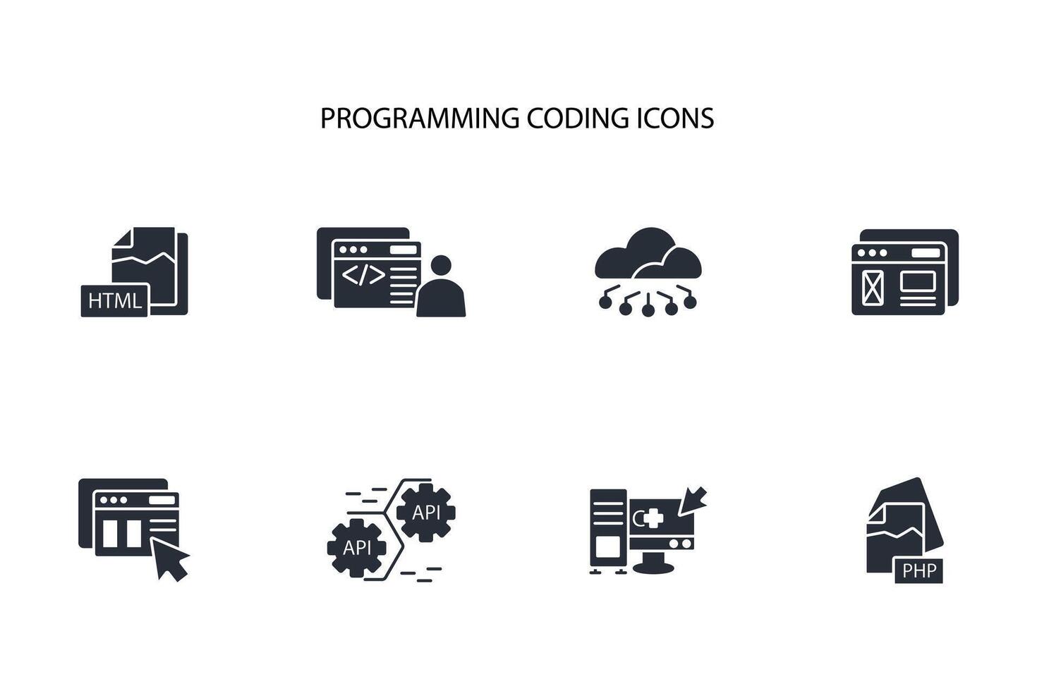programming coding icon set..Editable stroke.linear style sign for use web design,logo.Symbol ...
