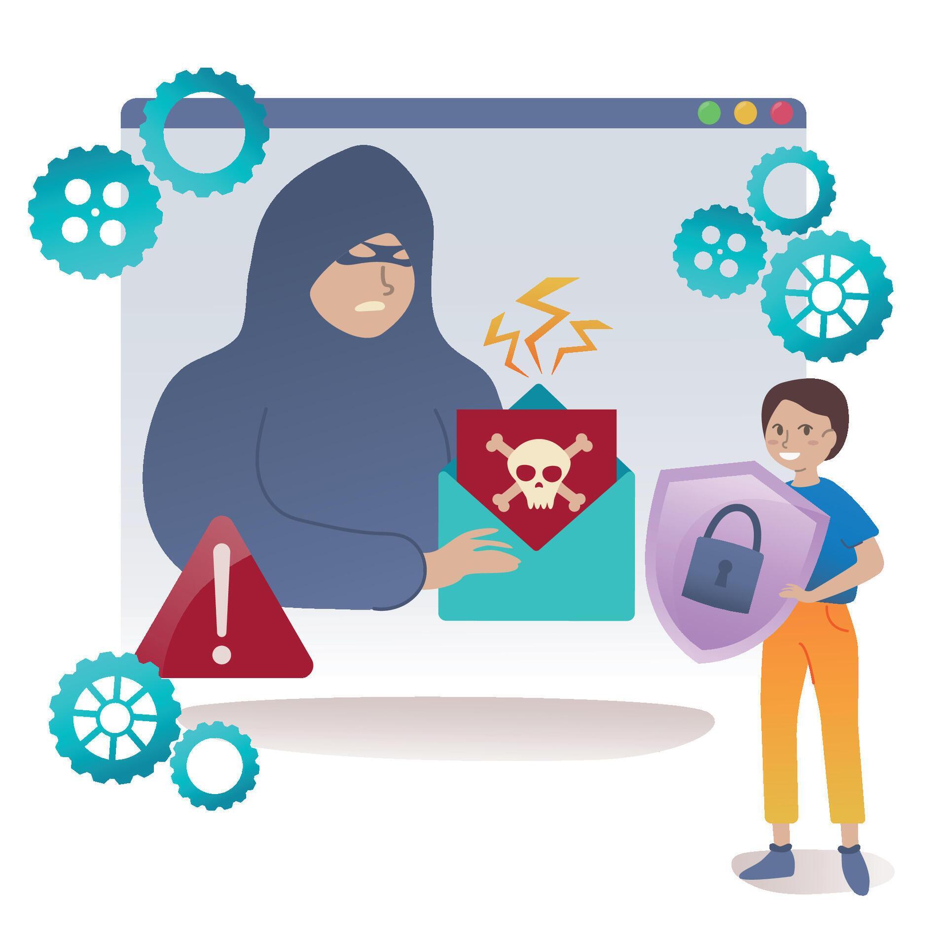 Personal data security concept. Data stealing malware. Cyber criminal trying to hack and steal ...