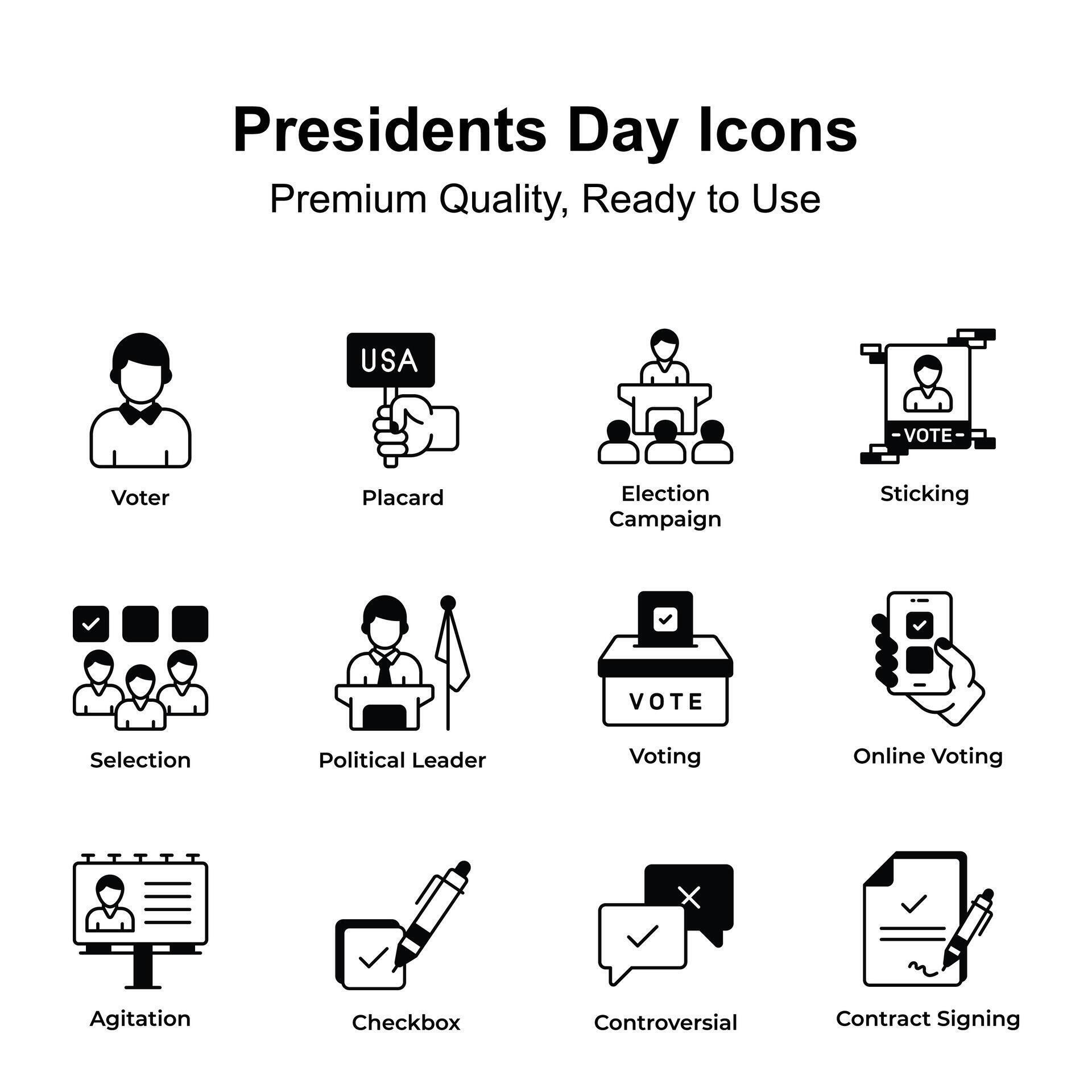 Visually appealing icons set of presidents day, ready to use in your ...