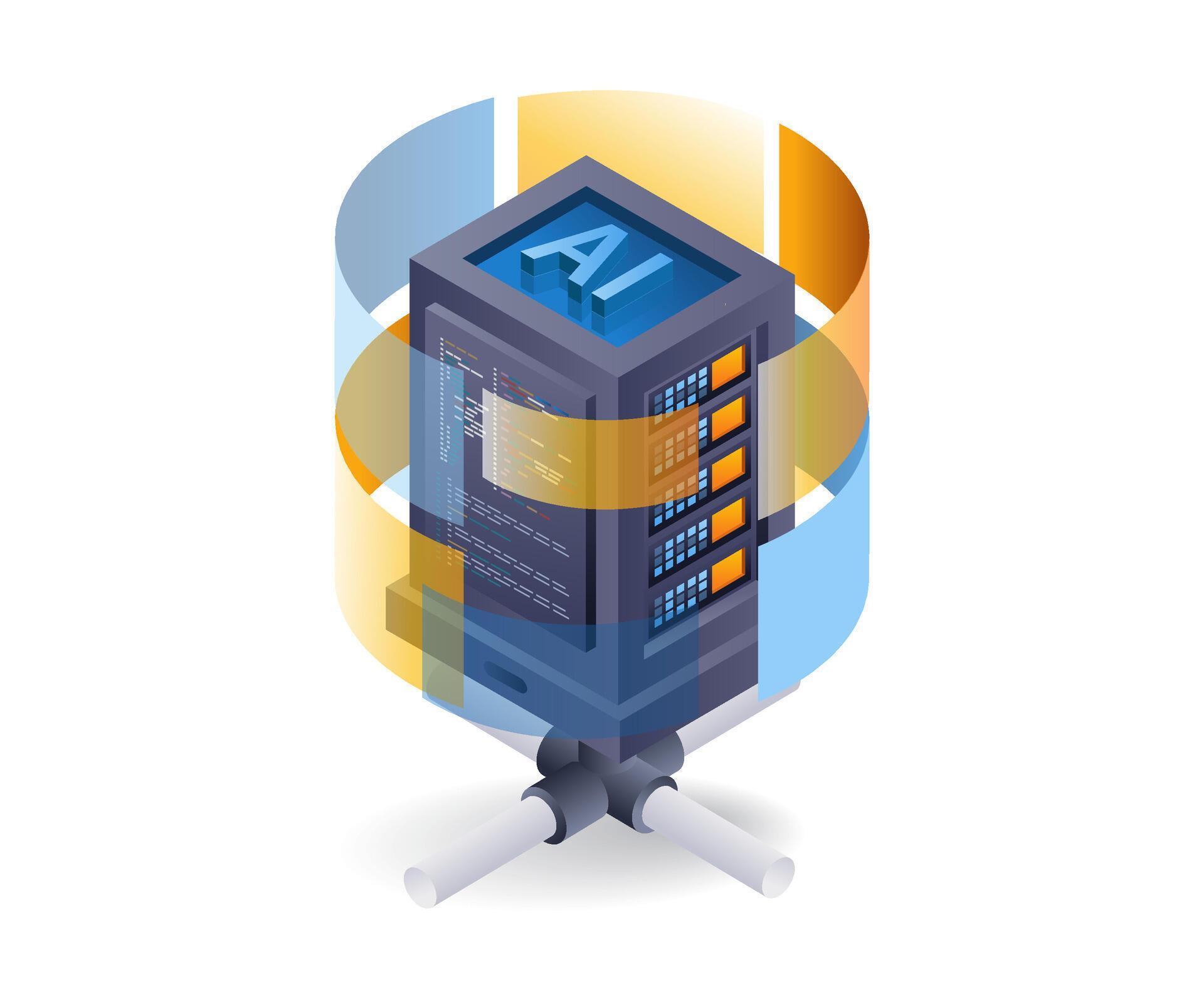 Server data artificial intelligence network, flat isometric 3d illustration infographic 44616933 ...