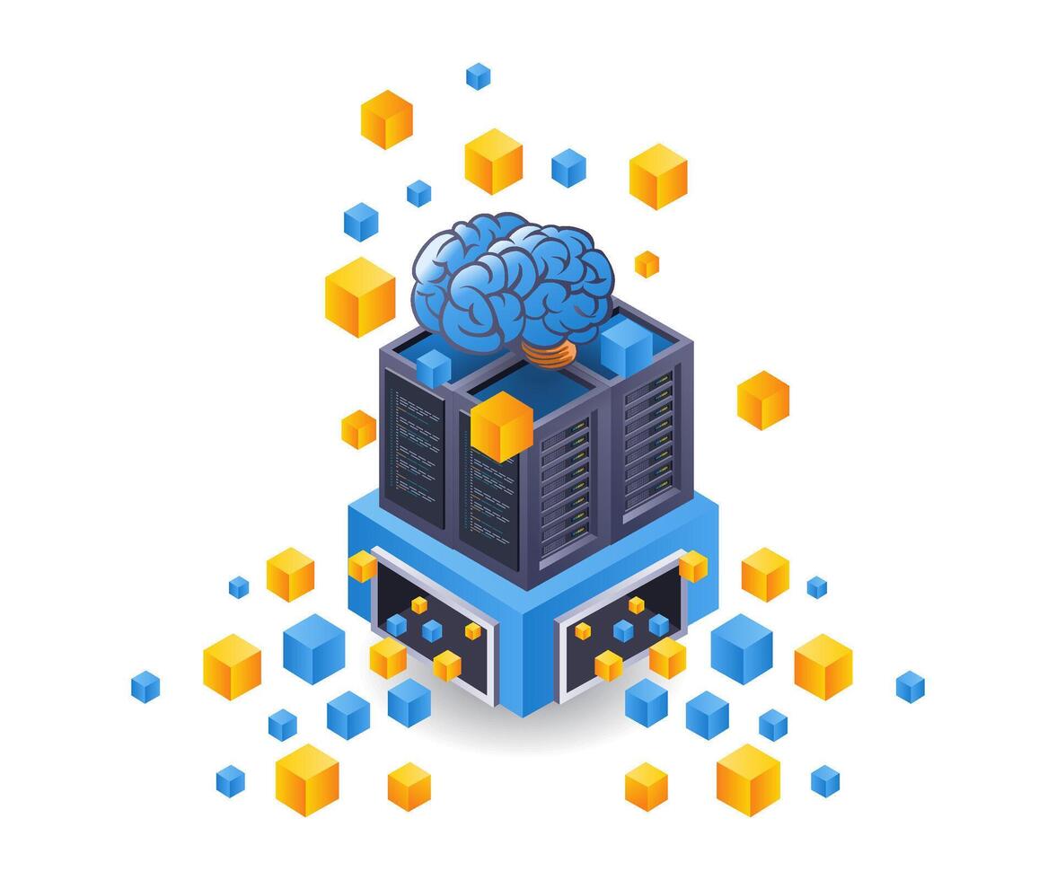 Artificial Intelligence Blockchain Technology Isometric Flat Illustration 44617039 Vector Art At
