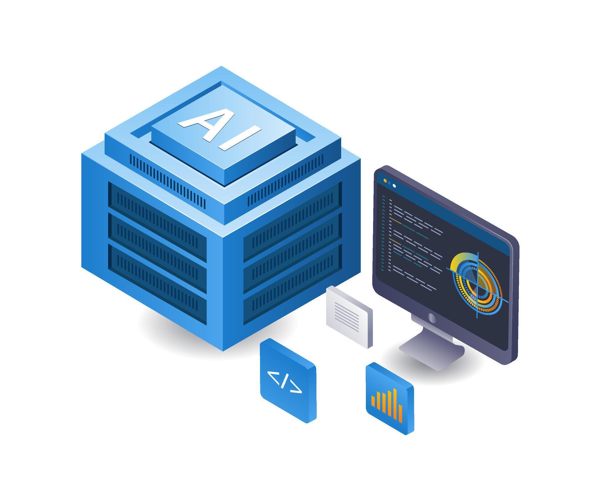 Computer data server technology infographic 3d illustration flat isometric 44617097 Vector Art ...