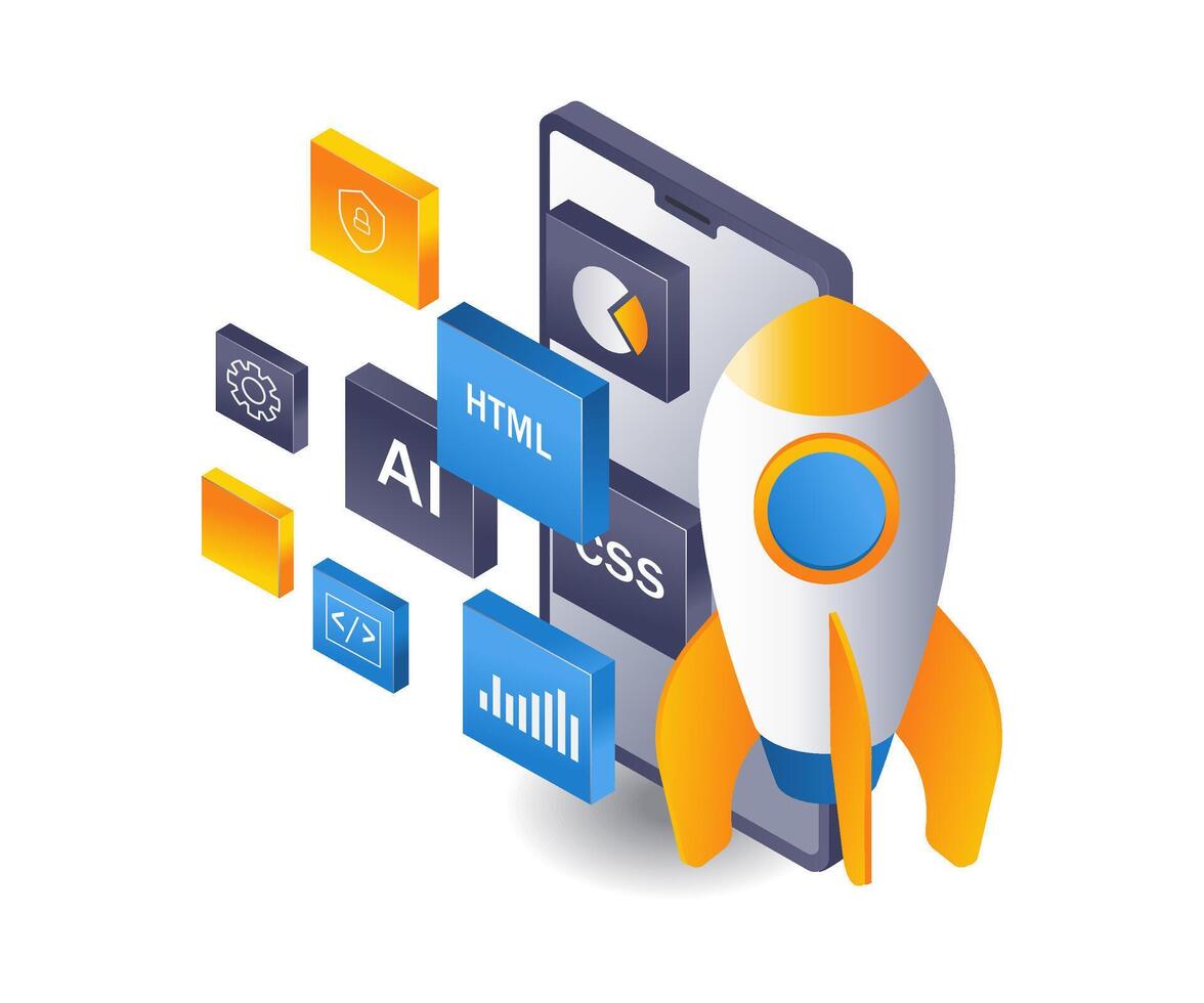 Startup web application developer infographic 3d illustration flat isometric 44617146 Vector Art ...