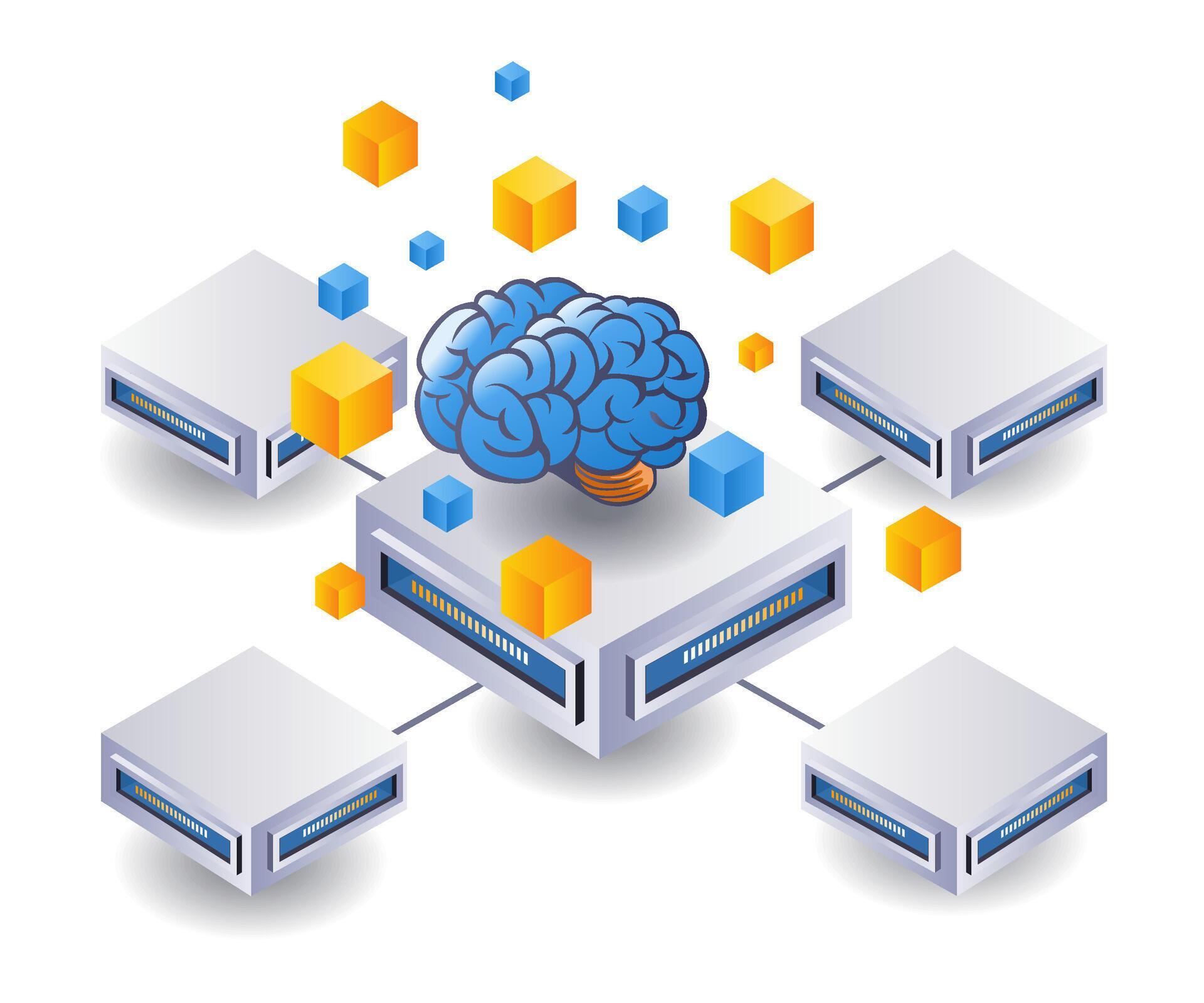 Artificial intelligence server network technology 44617298 Vector Art ...