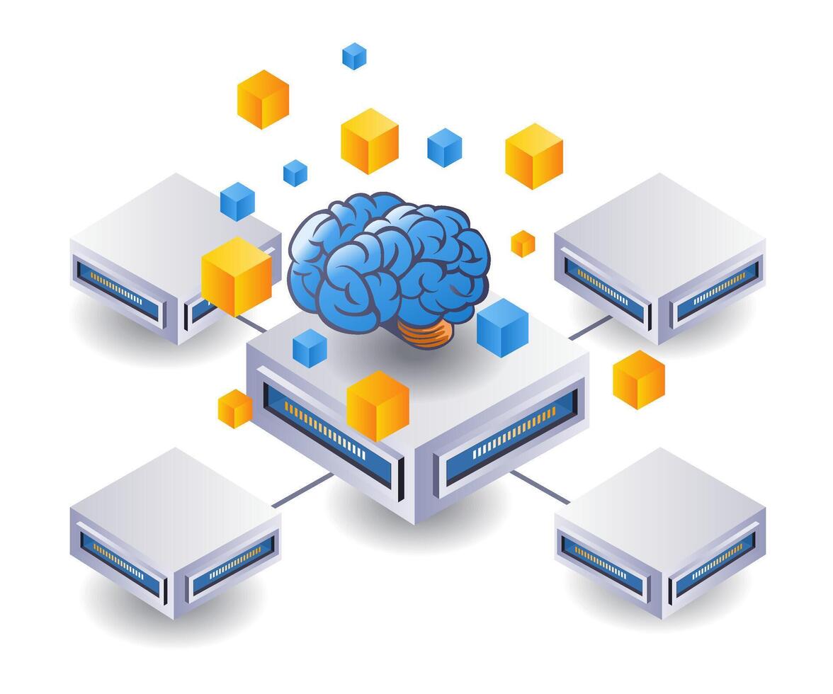 Artificial intelligence server network technology 44617298 Vector Art ...