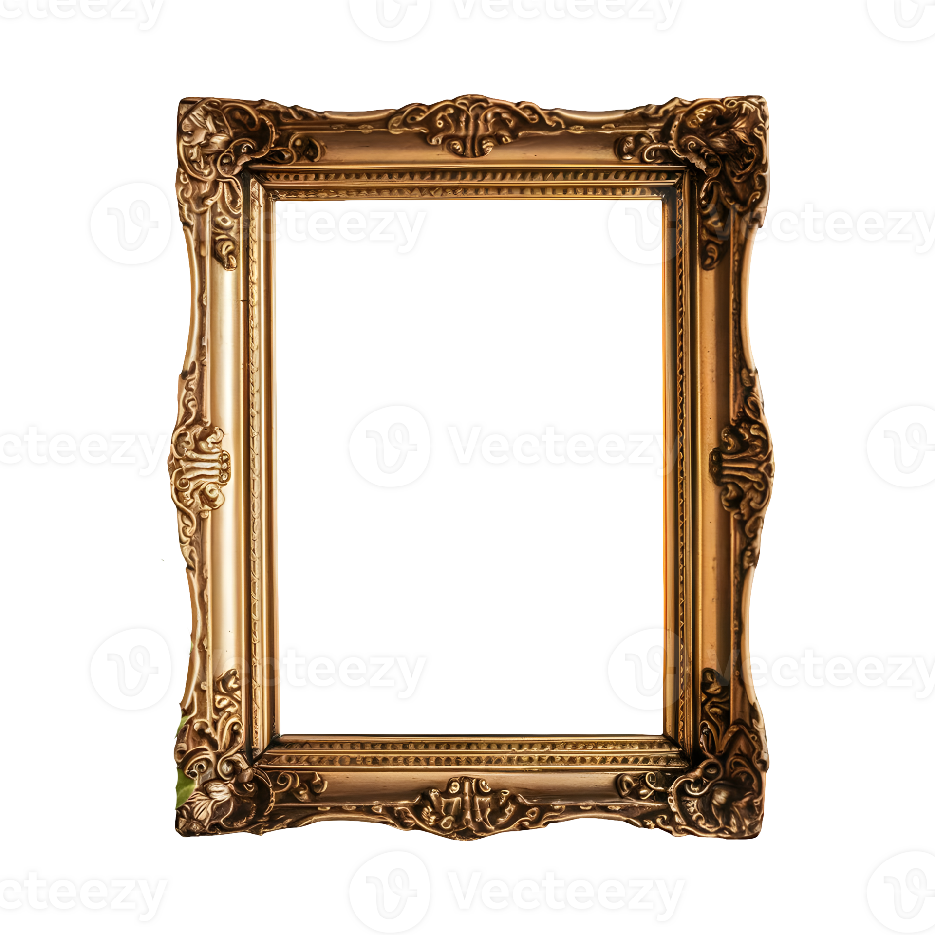 Blank antique gold picture frame isolated on transparent background ... Blank antique gold picture frame isolated on transparent background ...