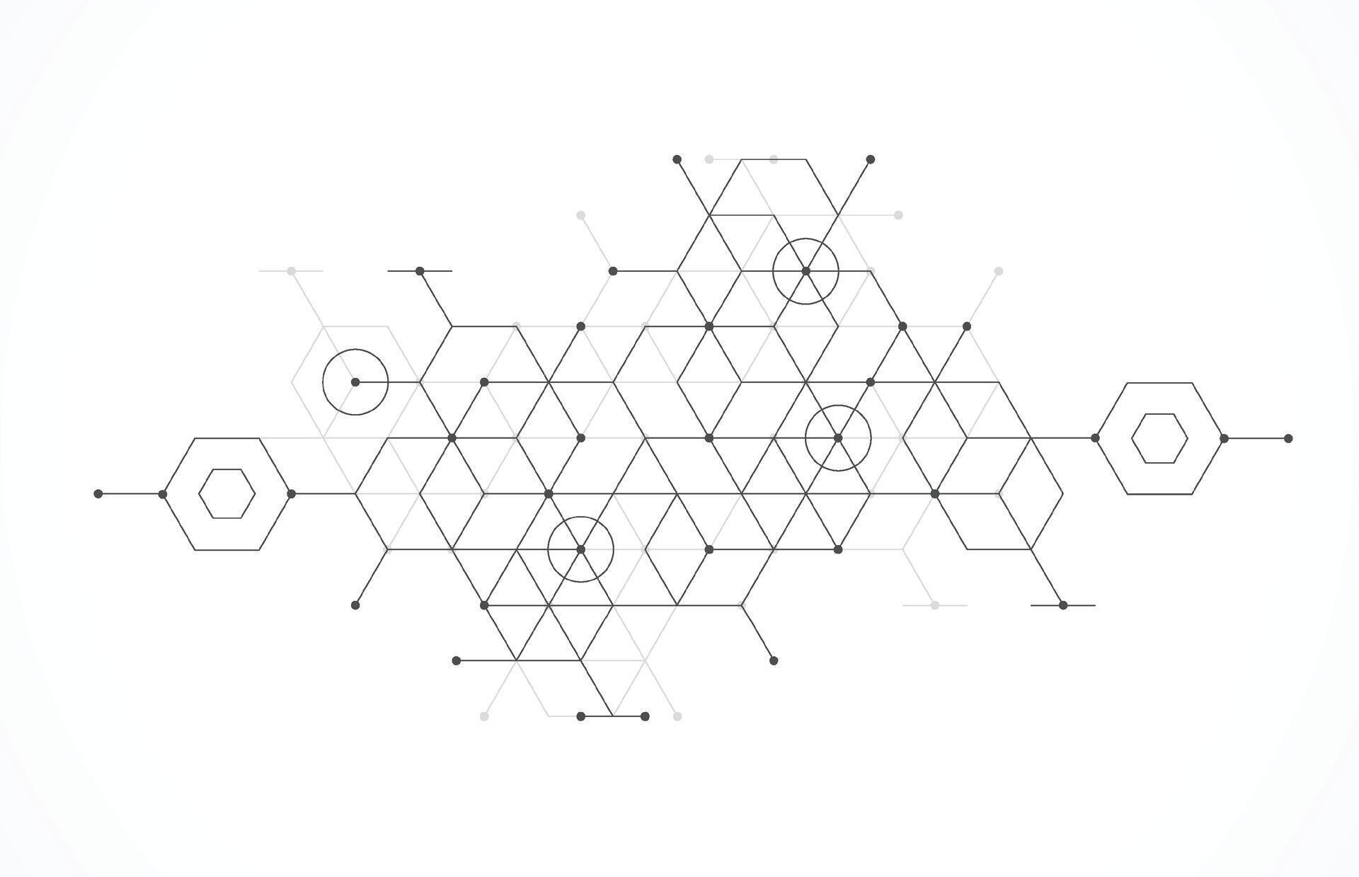 Abstract Geometric Boxes Pattern Dot Line Connection Background Modern
