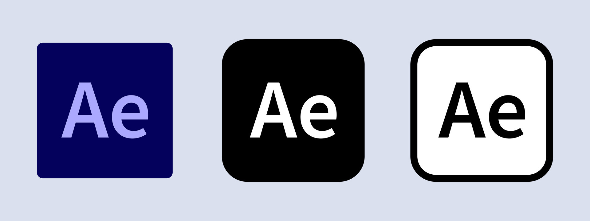 Adobe After Effects logotype. Adobe application logo. Black, white and original color. Editorial ...