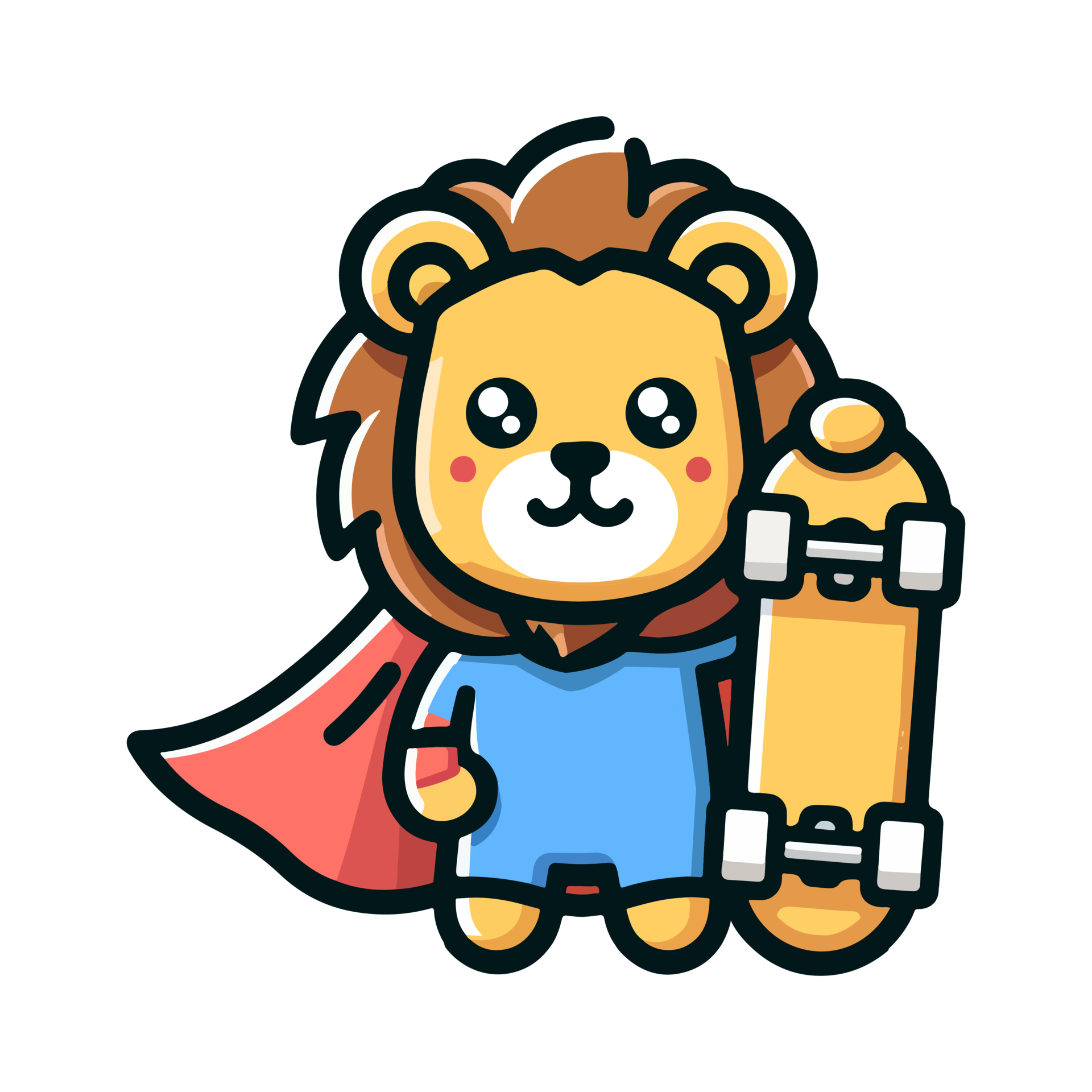 cute lion hero playing skateboard icon character 44626591 PNG