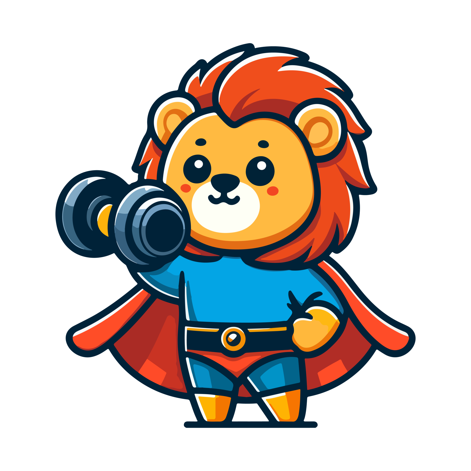 cute lion hero lifting barbell icon character 44626602 PNG