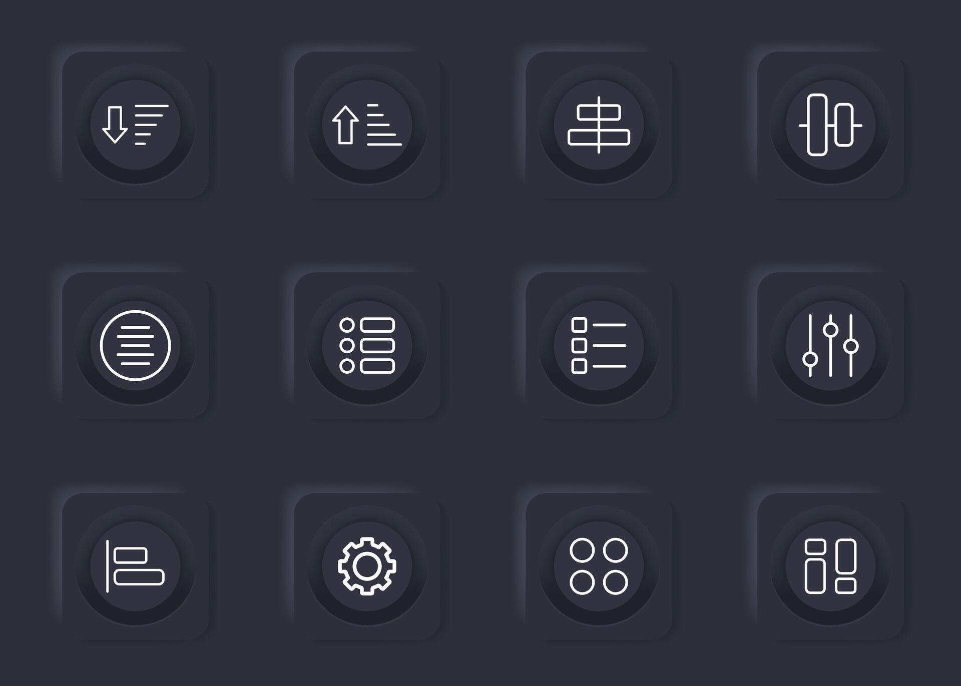 App Menu Set Icon Application Program Alignment Arrow Up And Down List Checkbox Adjust