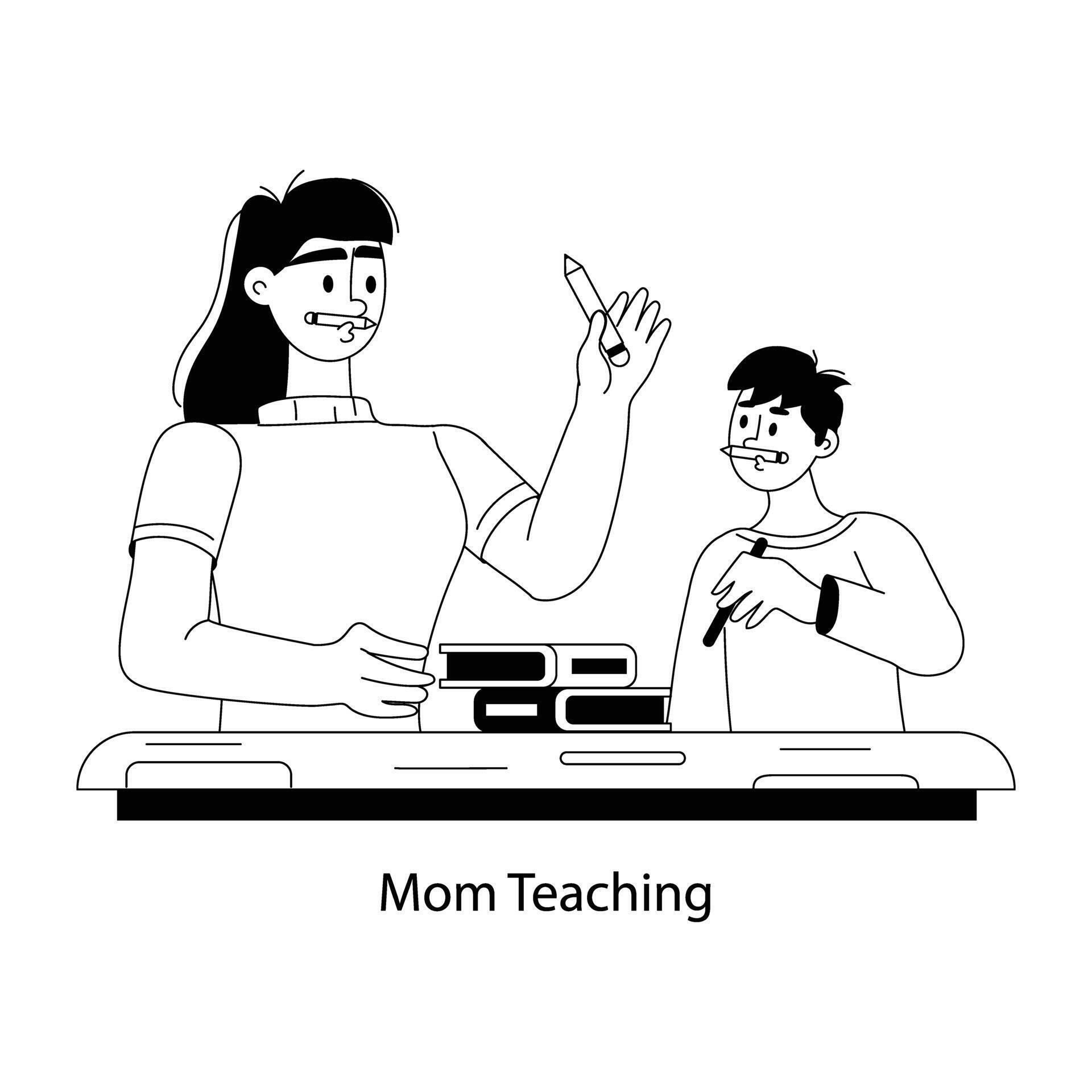 Trendy Mom Teaching 44627457 Vector Art At Vecteezy