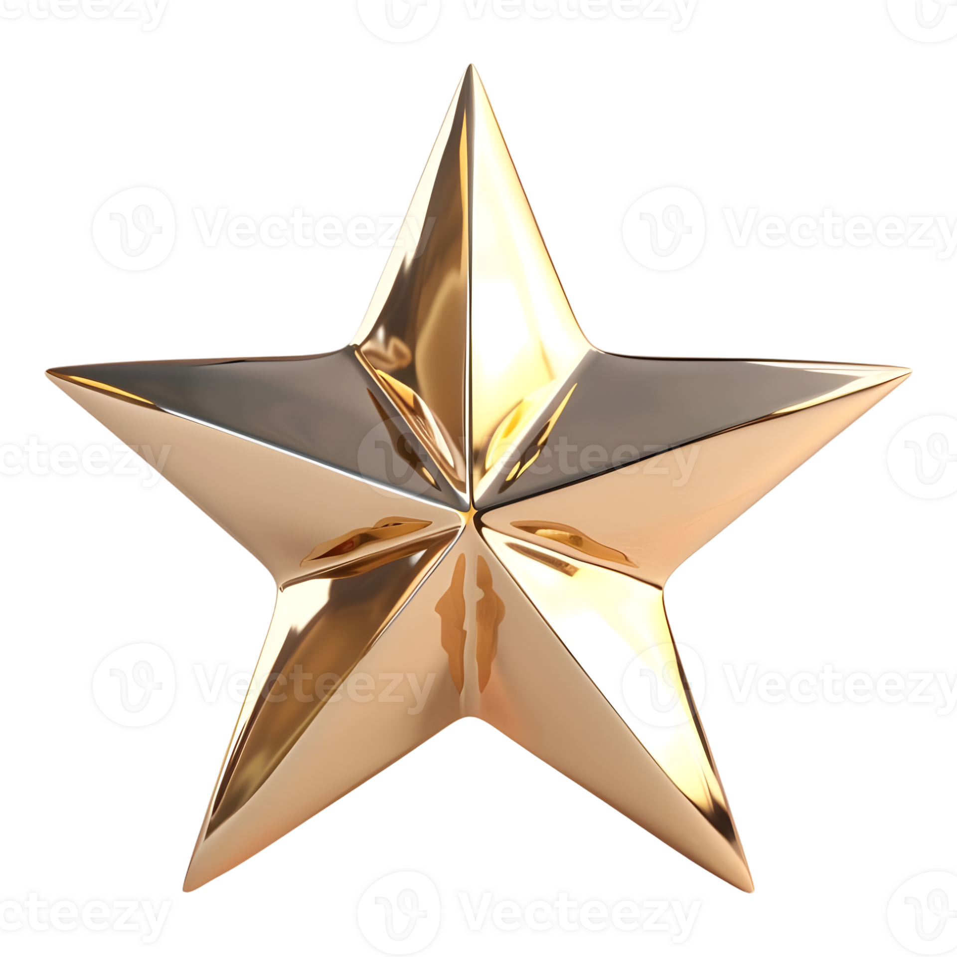 3D Rendering of a Golden 3D Star on Transparent Background 44640751 PNG