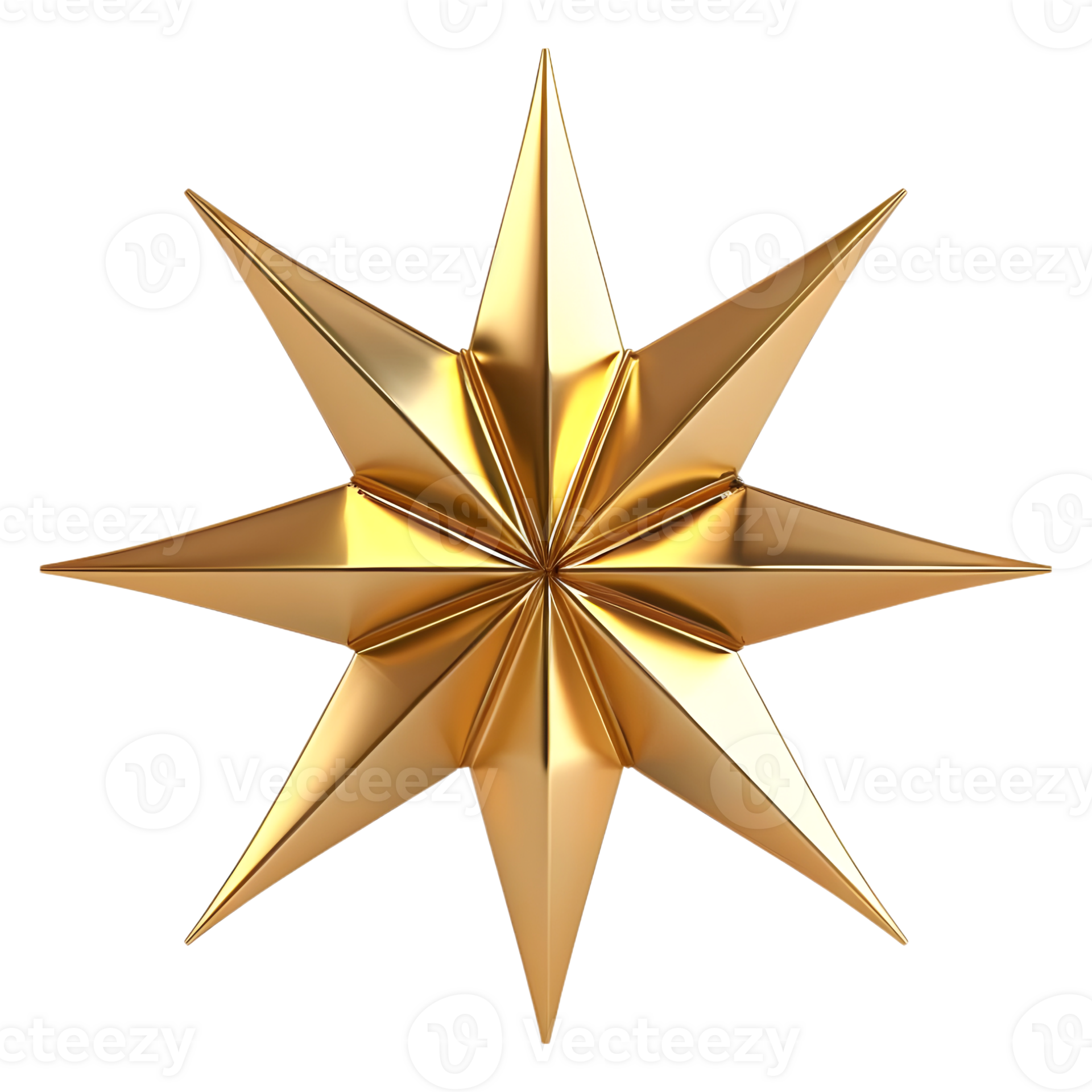 3D Rendering of a Golden 3D Star on Transparent Background 44640785 PNG