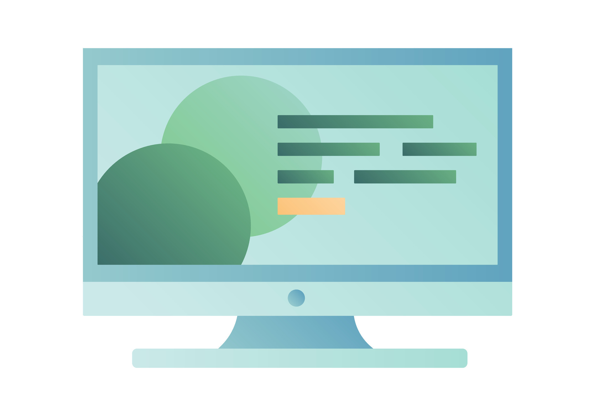 Monitor Website. Promo page of the site on the screen. Slide with content on Desktop. Computer ...