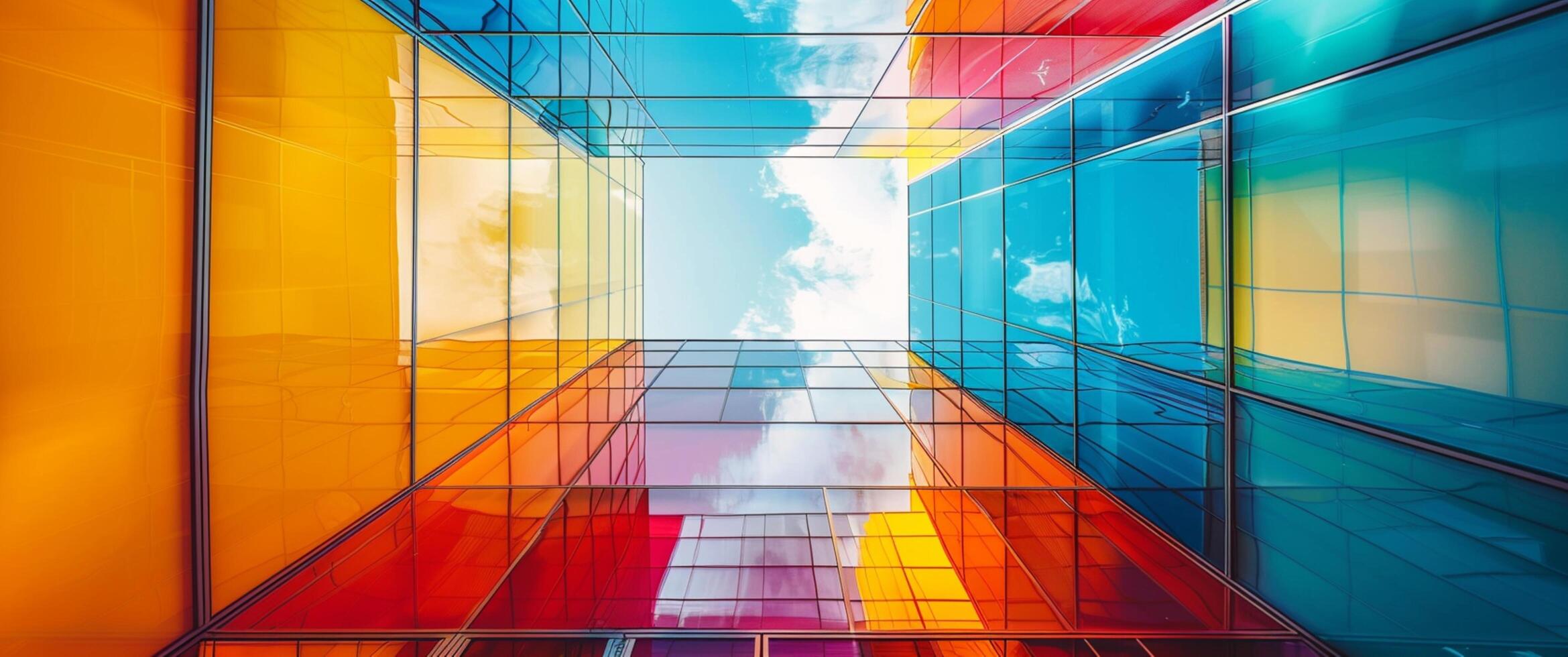Vibrant color gradient abstract architecture background generated by AI ...