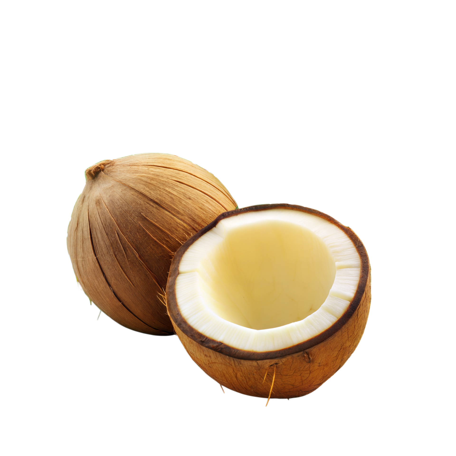Fresh coconut cut in half, revealing white flesh 44651024 PNG Fresh coconut cut in half, revealing white flesh 44651024 PNG