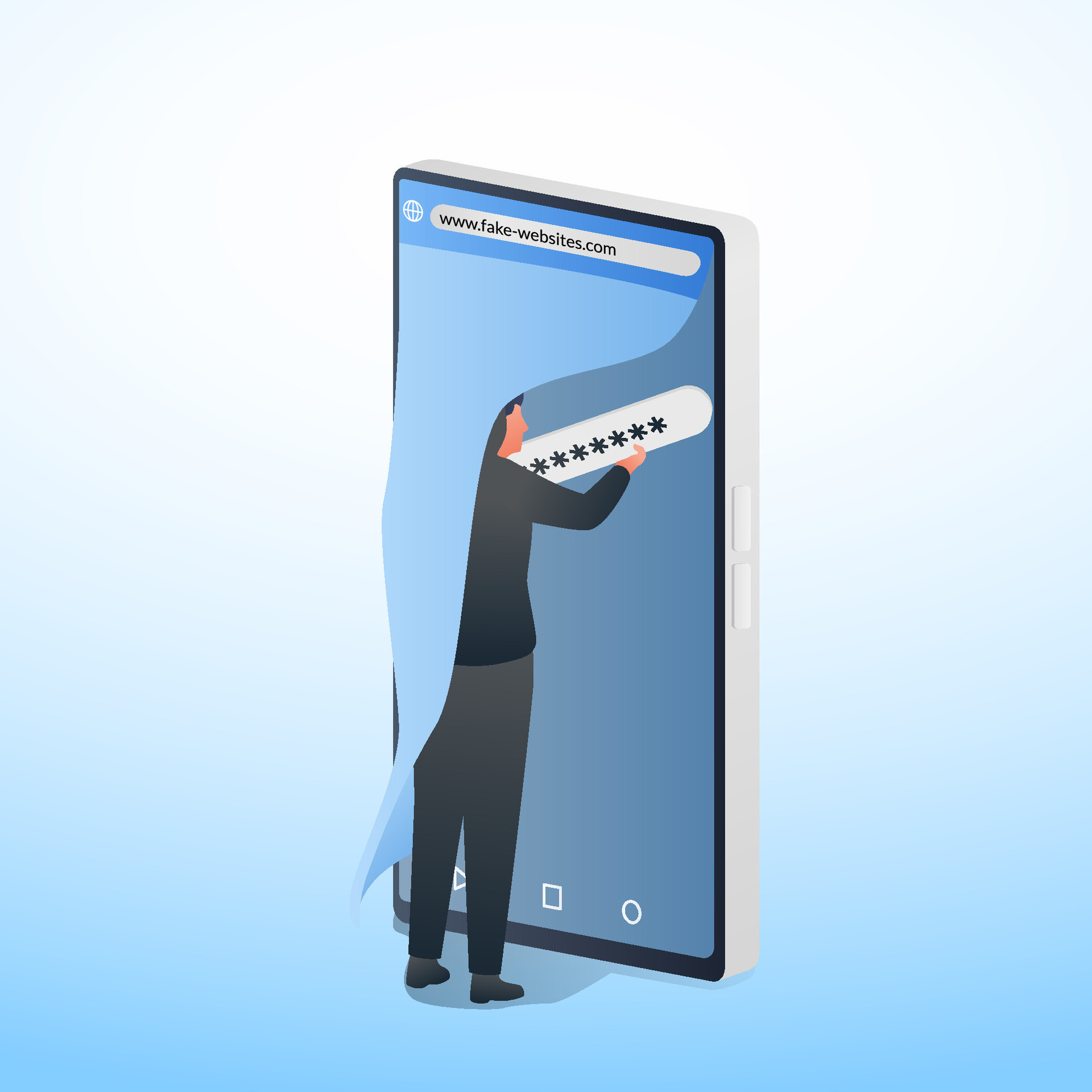 Hacker Taking Password From Phone Metaphor Of Stealing Password 44751222 Vector Art At Vecteezy