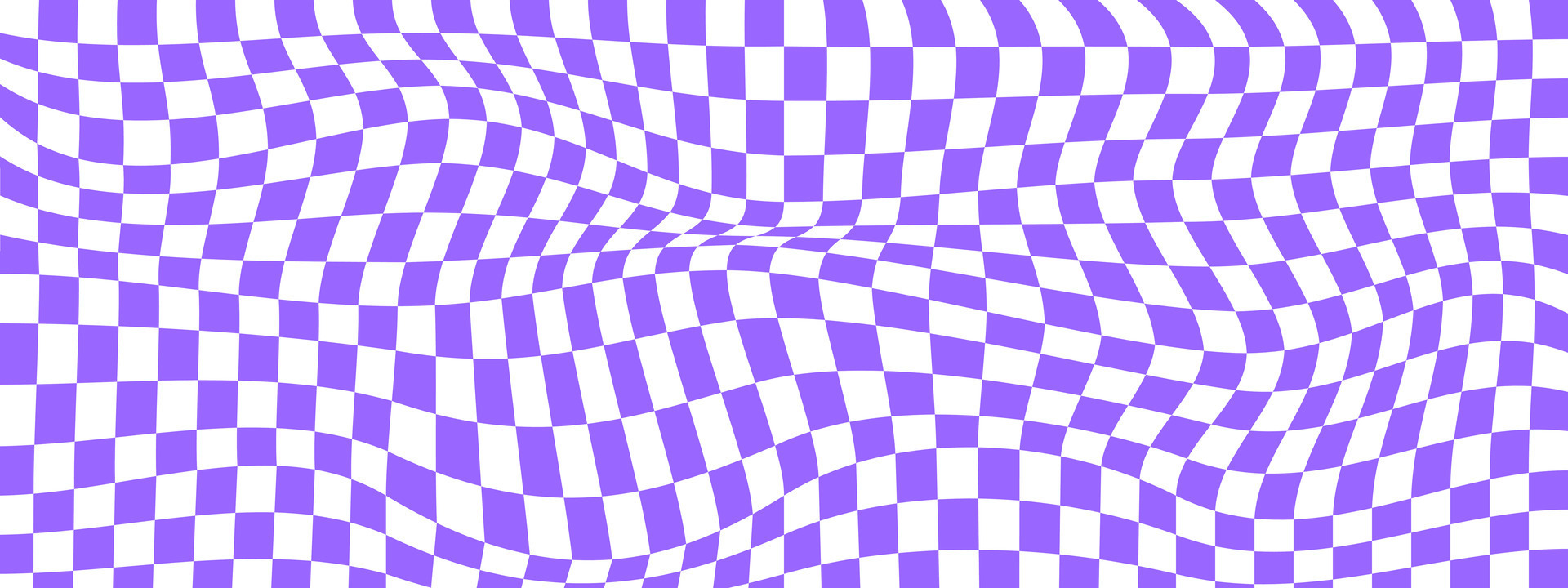 Checkered optical illusion. Distorted chessboard with purple and white squares. Psychedelic ...