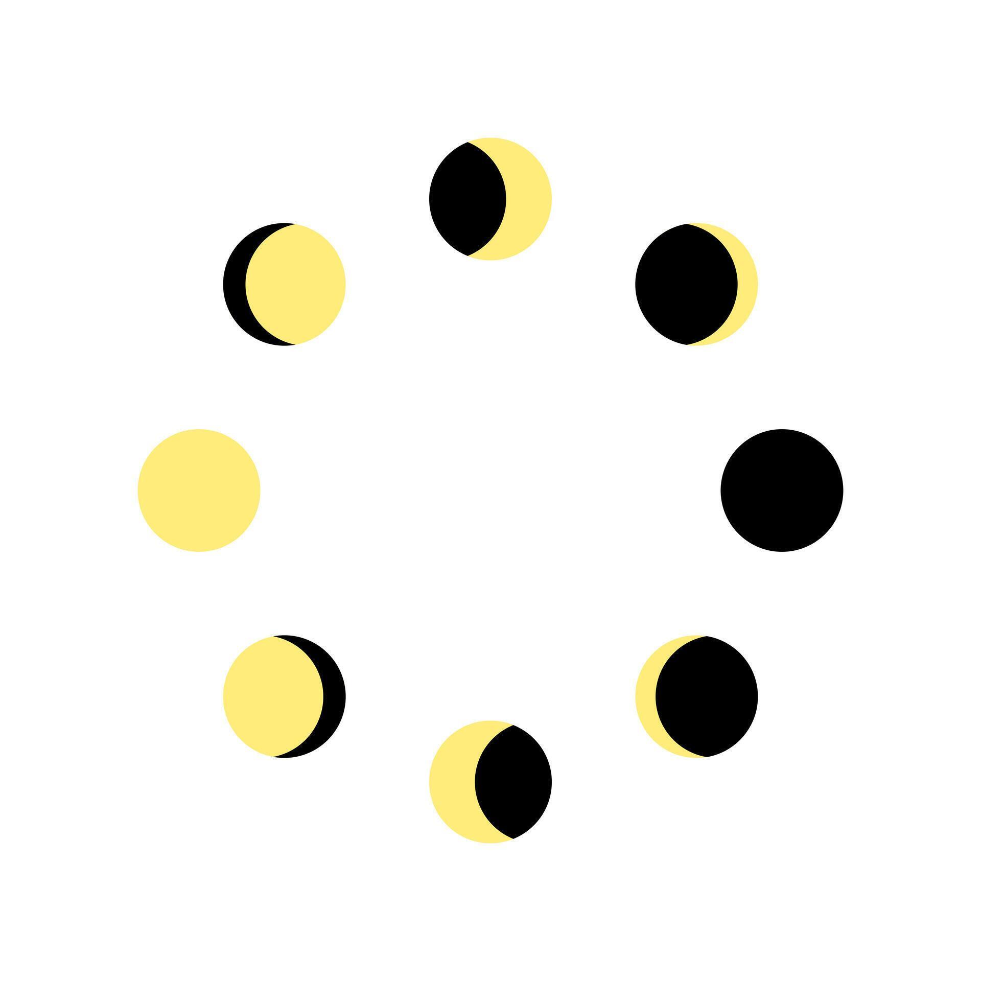 Moon Phases Moving In Circle Calendar Lunar Cycle Waning And Waxing