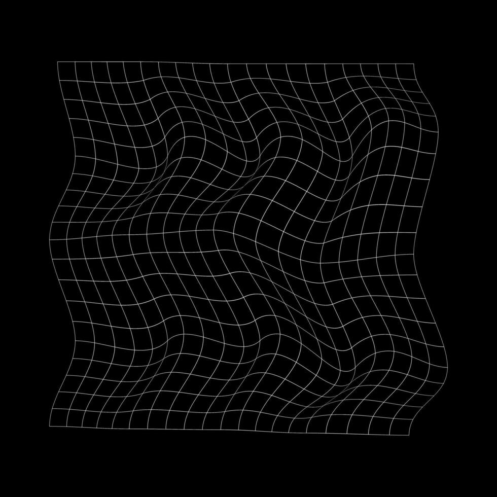 Distorted White Grid On Black Background Warped Mesh Texture