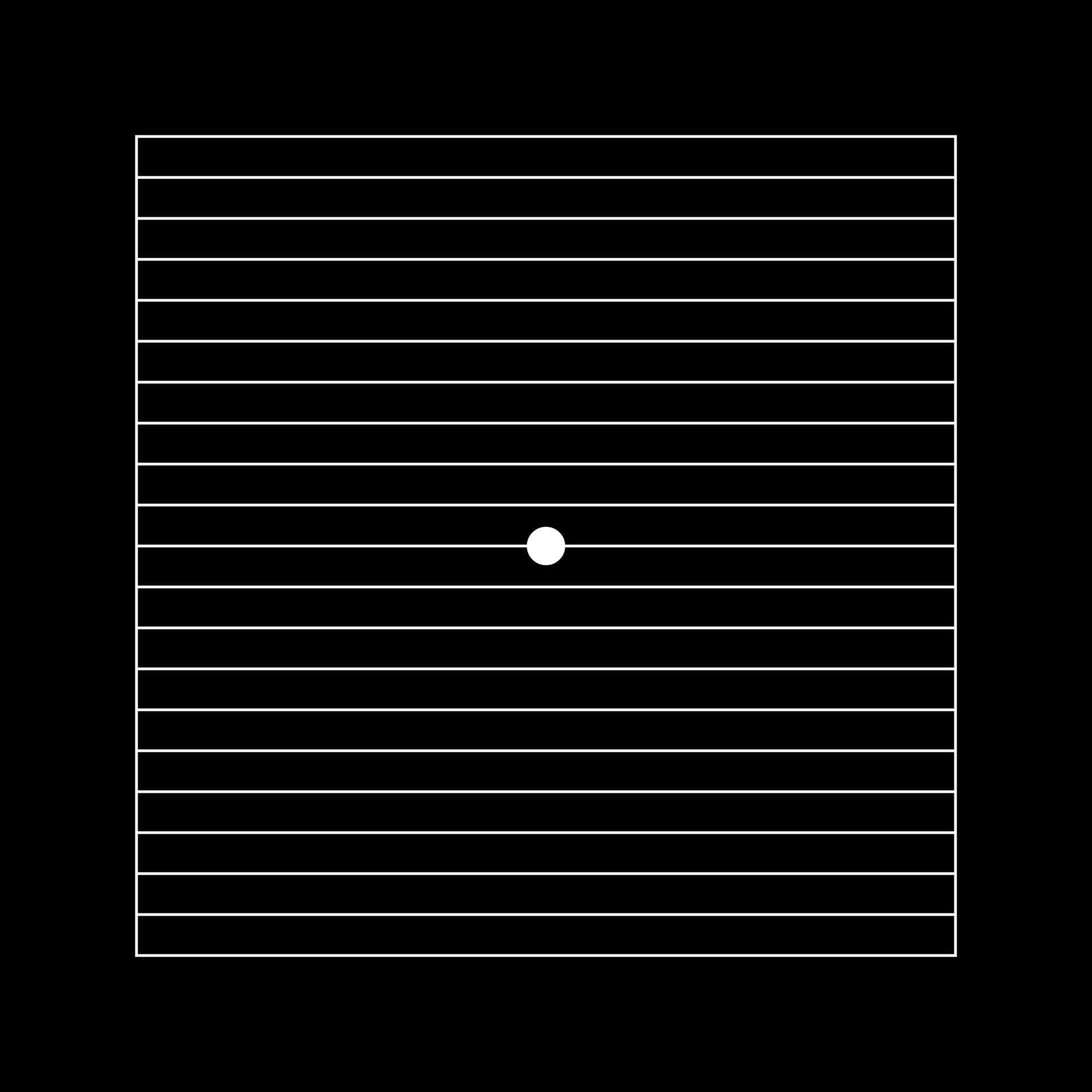 Amsler grid with central white dot and horizontal lines on black ...