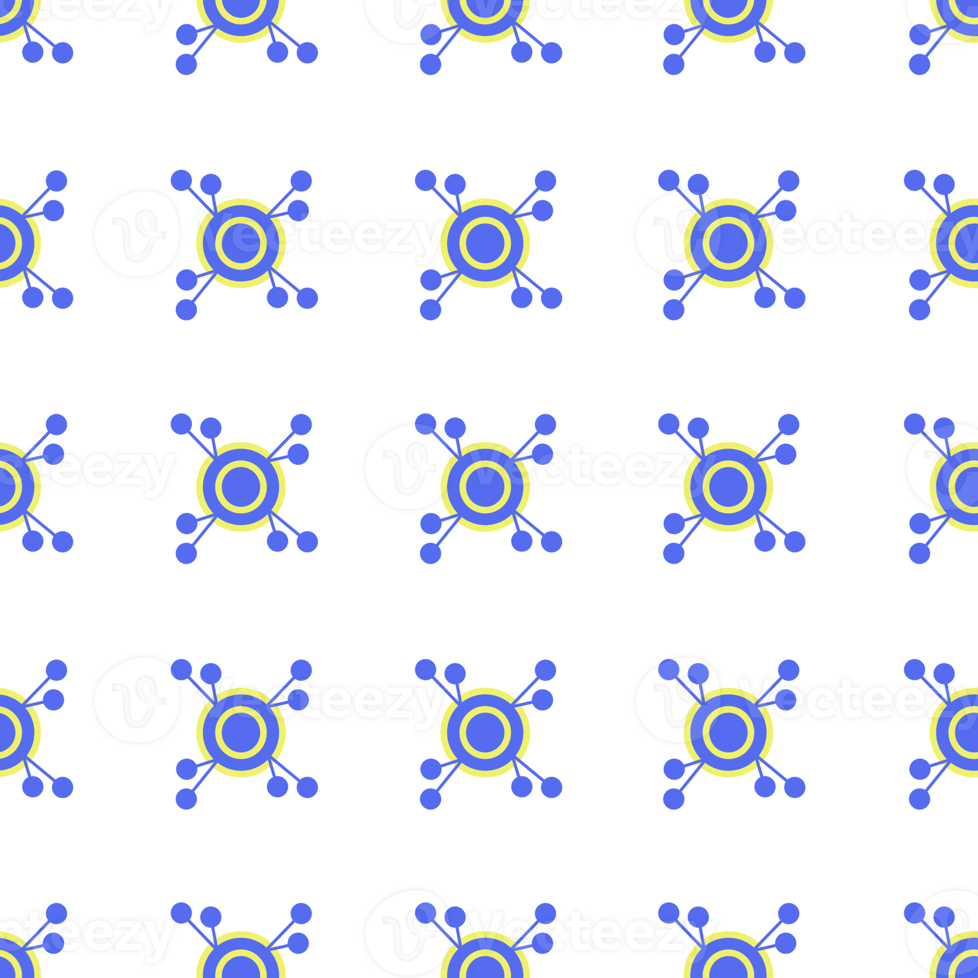 Seamless Pattern With Blue Tones Of The Bohemian Style Are Created From Circles And Lines