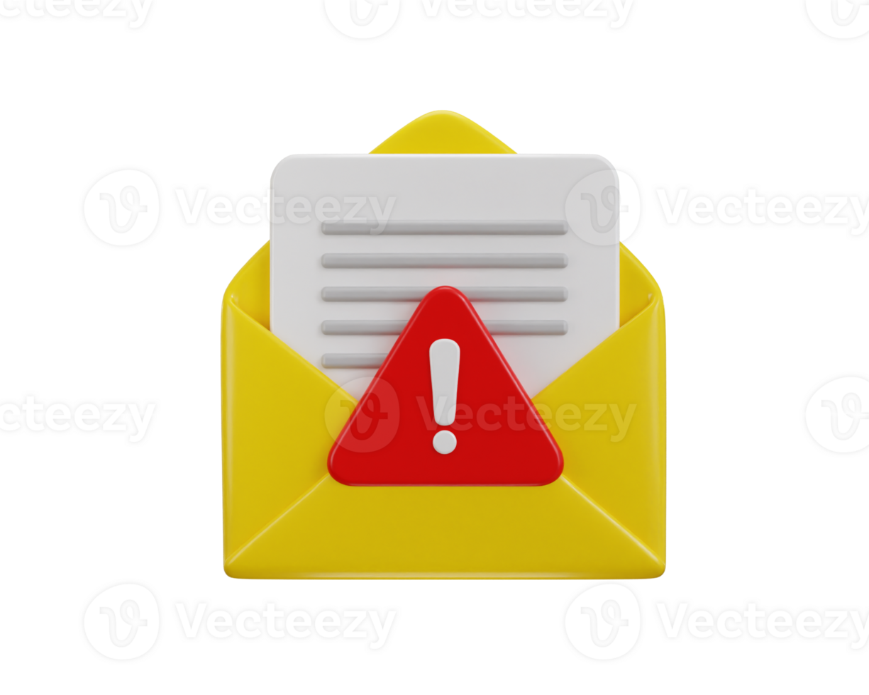 3d Email Envelope With Alert Icon 3d Render Concept Of Spam Email Icon 3d Illustration 44764364 Png