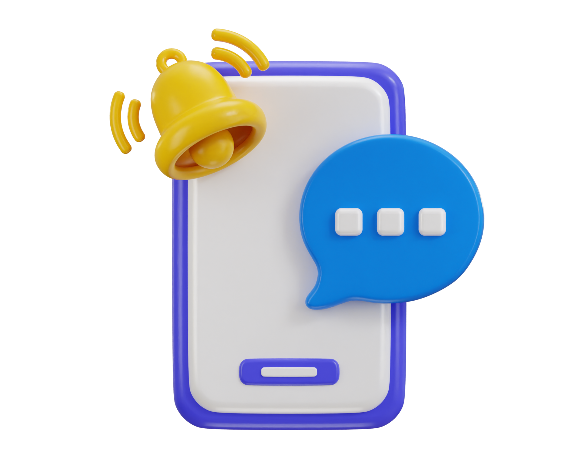 Phone With Speech Bubble Message Notification Icon 3d Rendering
