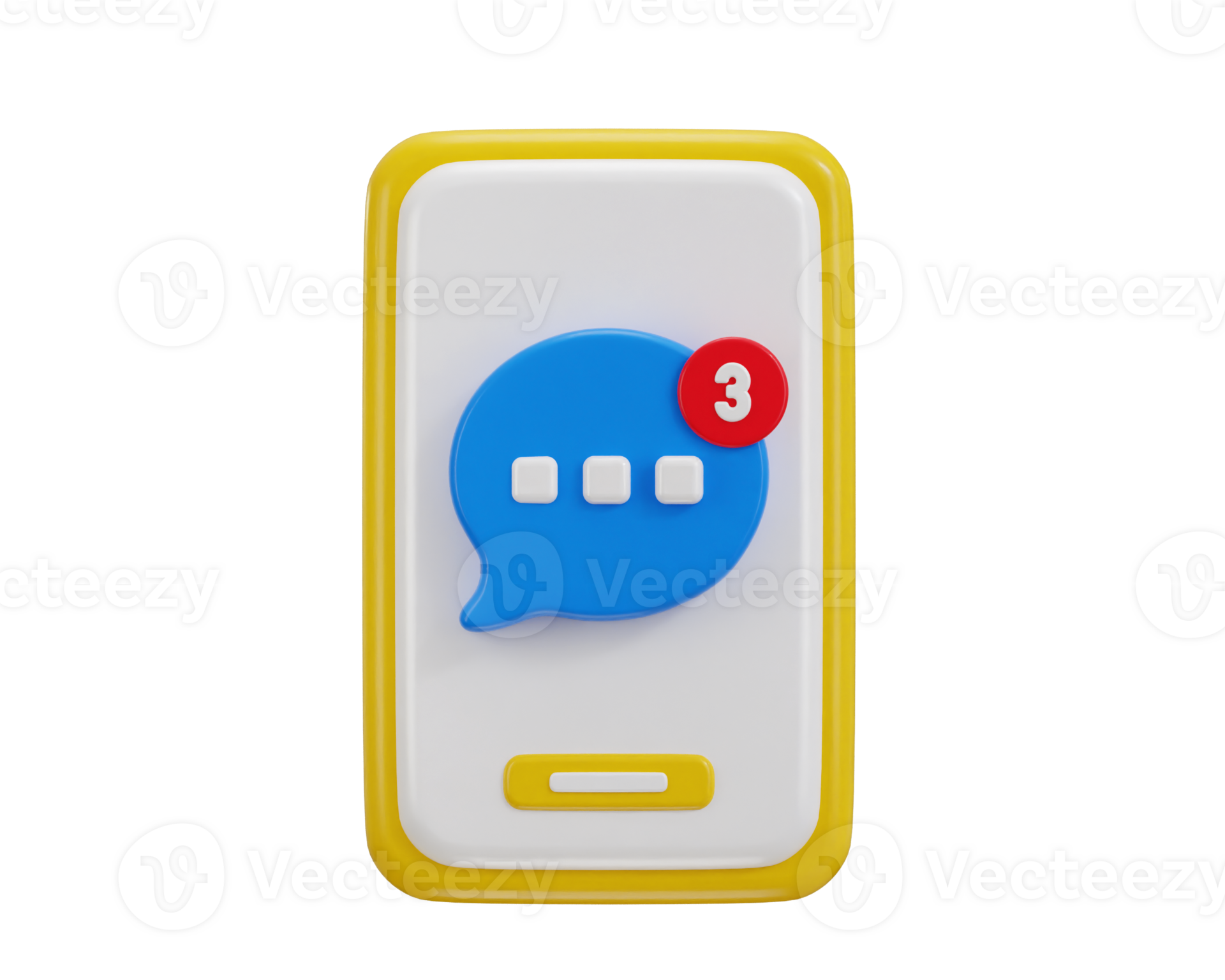 Phone With Speech Bubble Message Notification Icon 3d Rendering