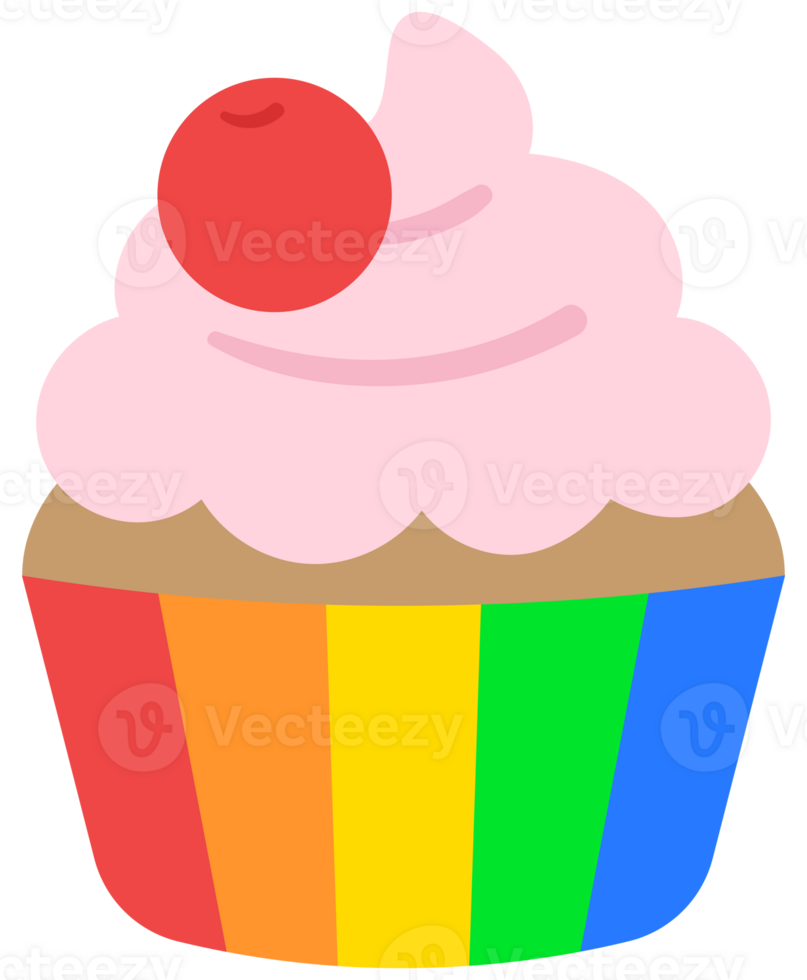 Cute And Colorful Hand Drawn Kawaii Pride Month Elements Set Cupcake 44765109 Png