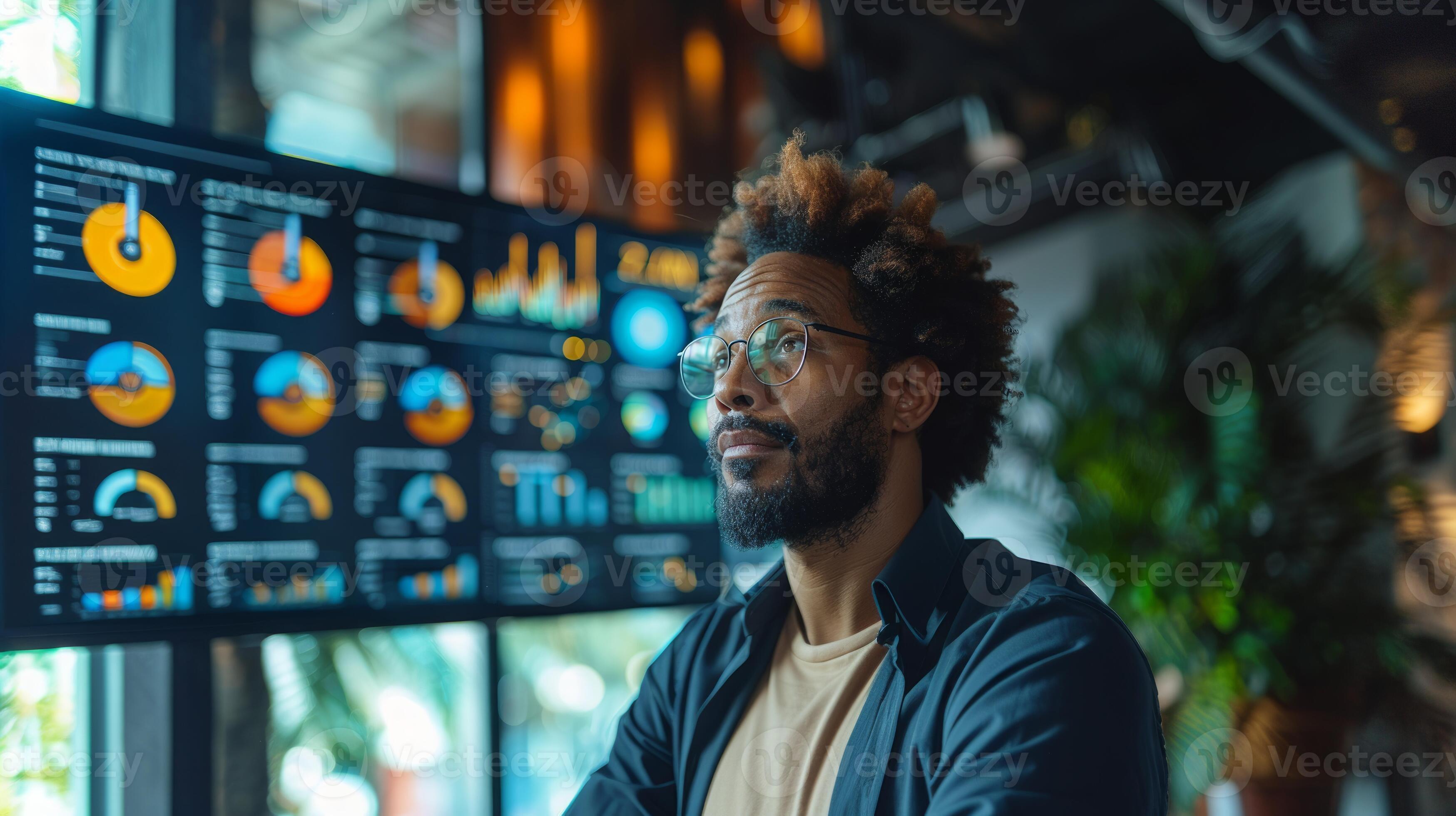 Professional Man Analyzing Data Charts In Modern Office 44767979 Stock