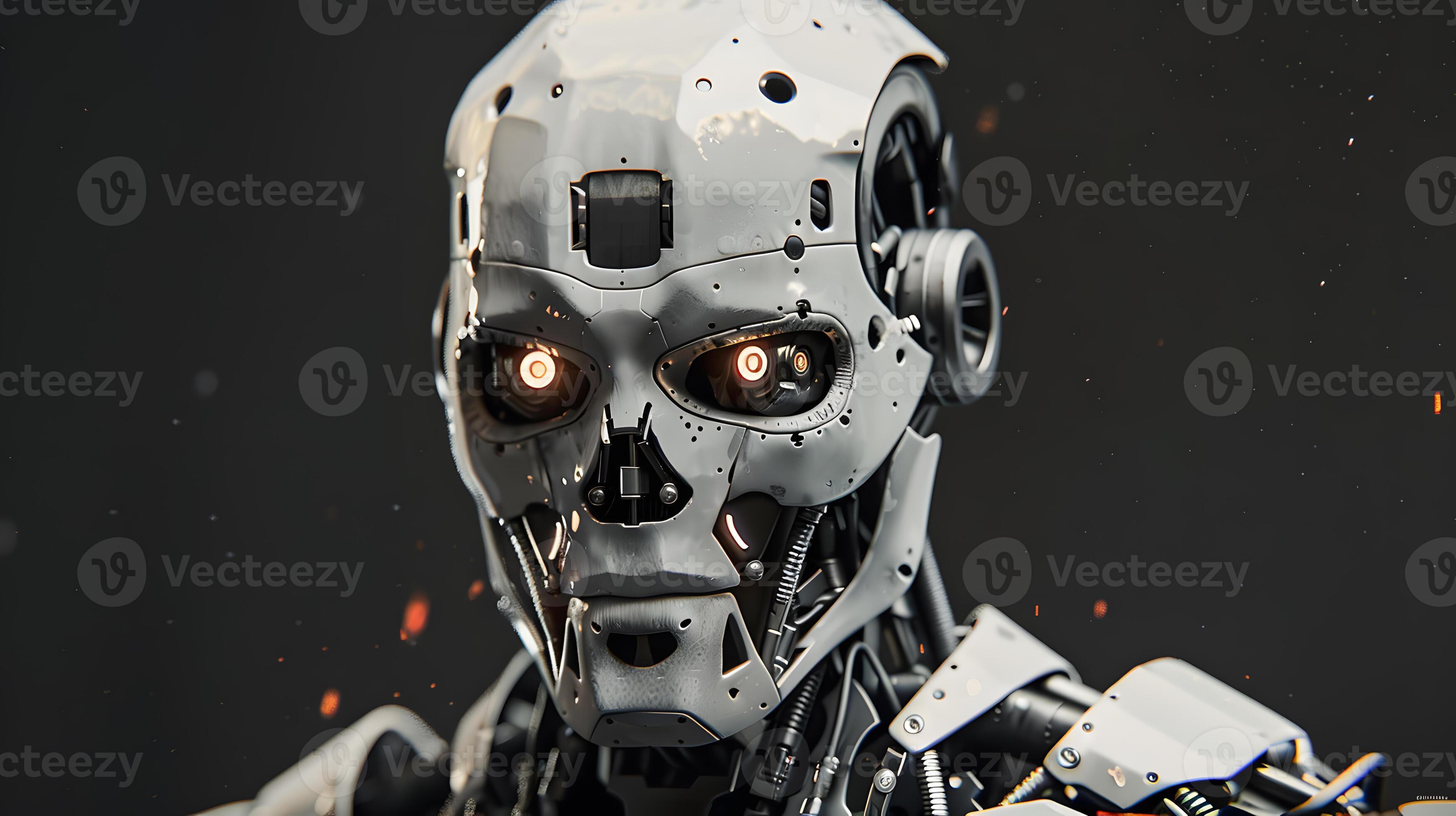 Portrait of an android robot, concept of technical support. Neural ...